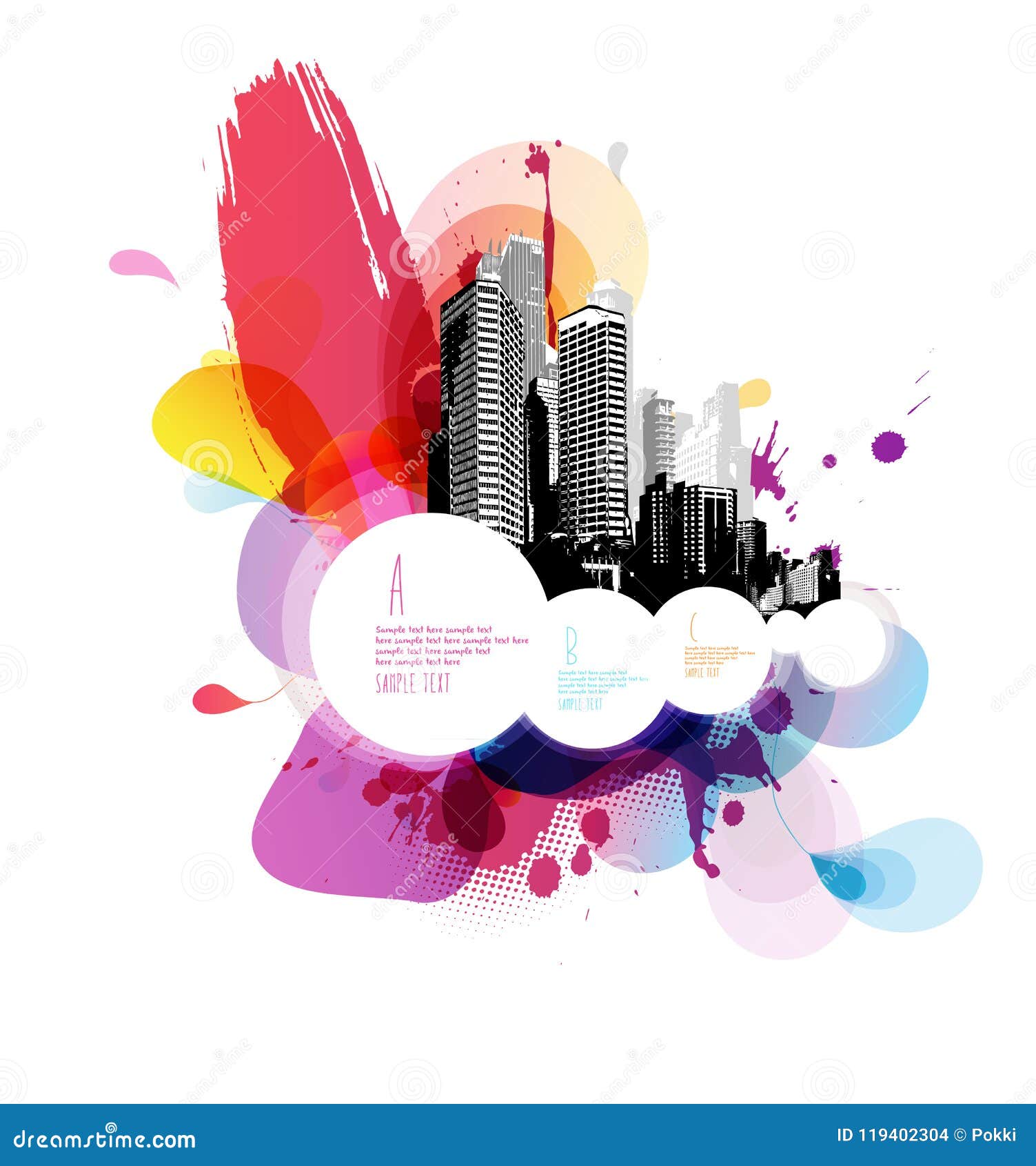 Colorful panorama city. stock vector. Illustration of colorful - 119402304