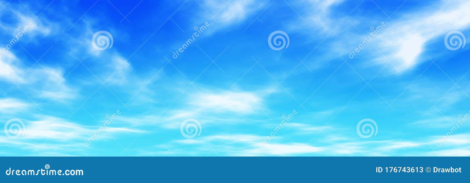 Colorful Panoramic Landscape: Blue Sky and Fluffy Clouds. Stock ...