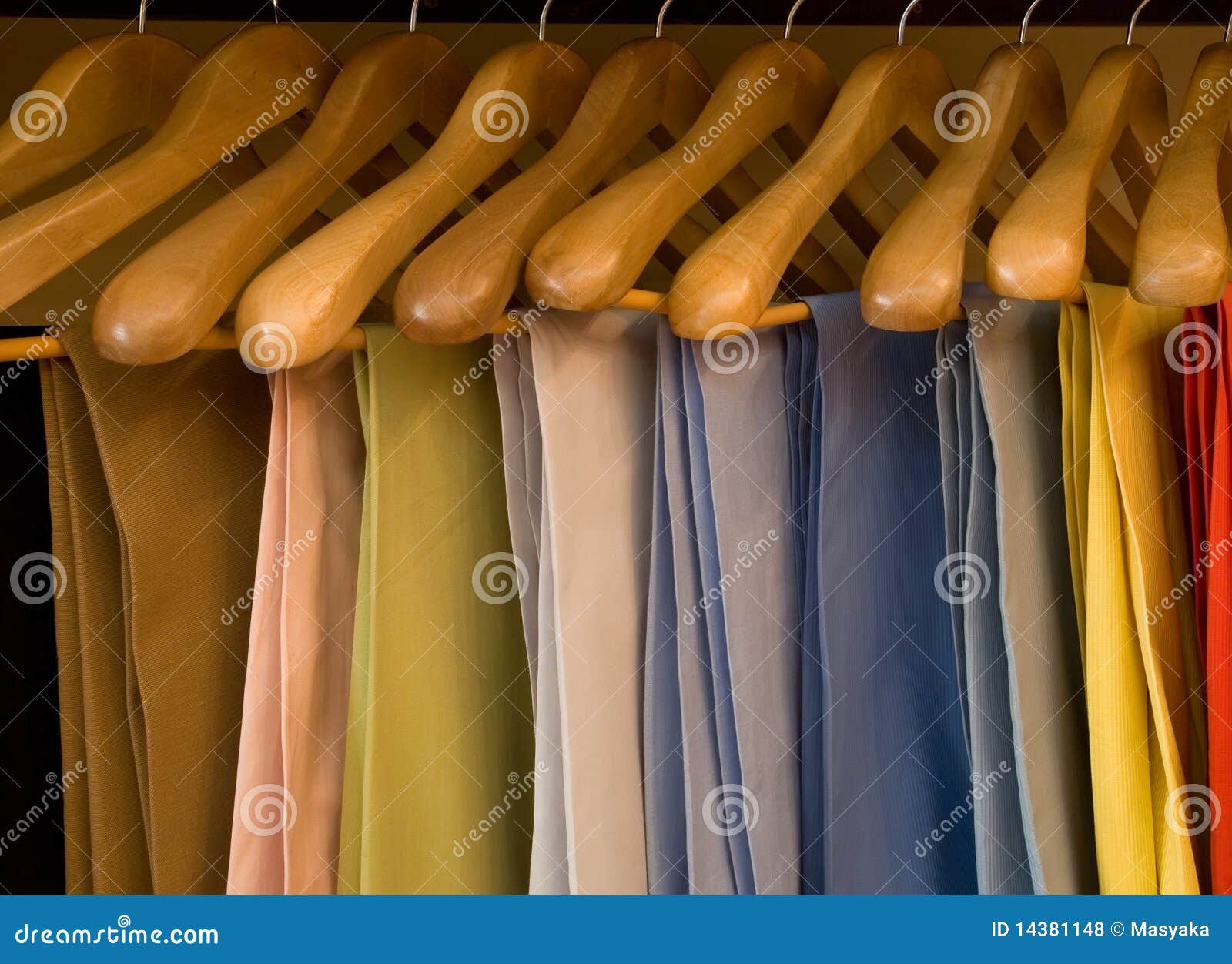 Colorful Pants Wooden Hangers Stock Photo - Image of colored, group ...