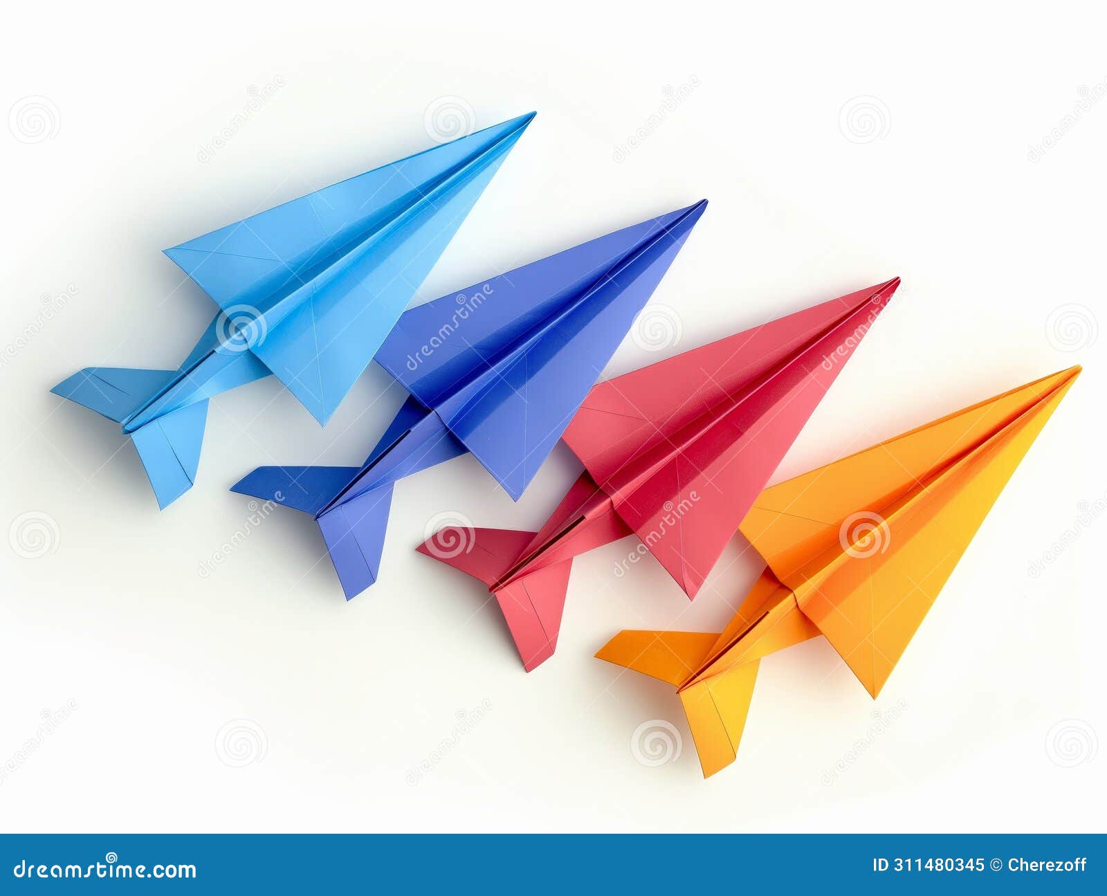 Colorful Paper Airplanes on White Background Stock Image - Image of ...