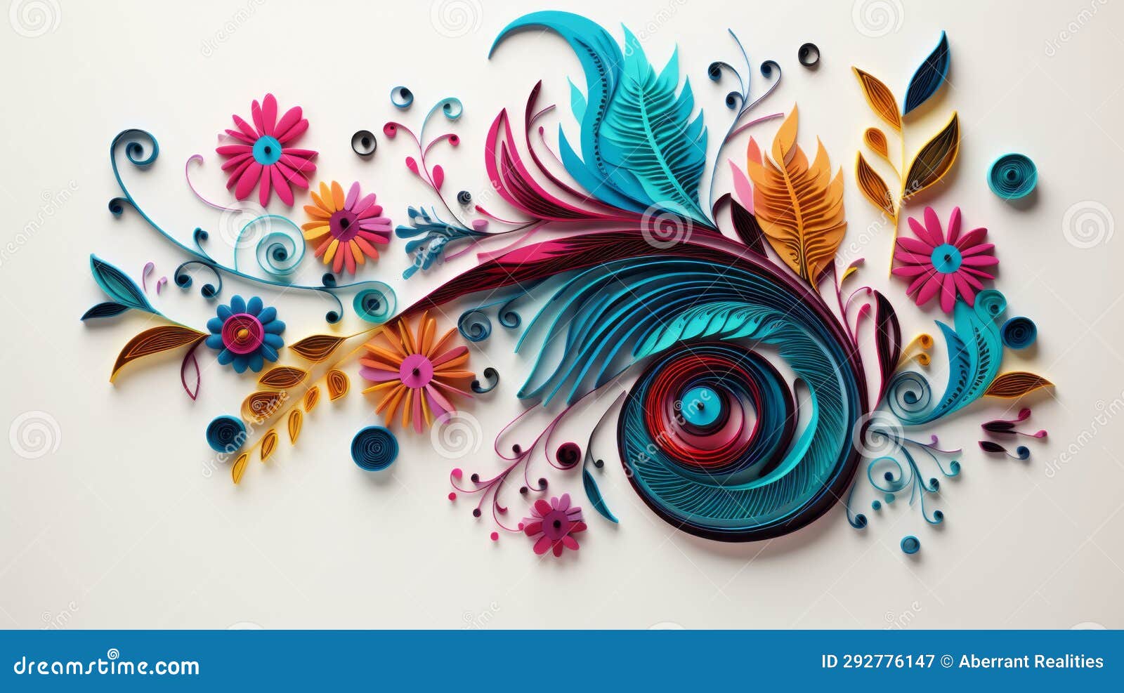 Colorful Paper Art on a White Wall Stock Illustration - Illustration of ...