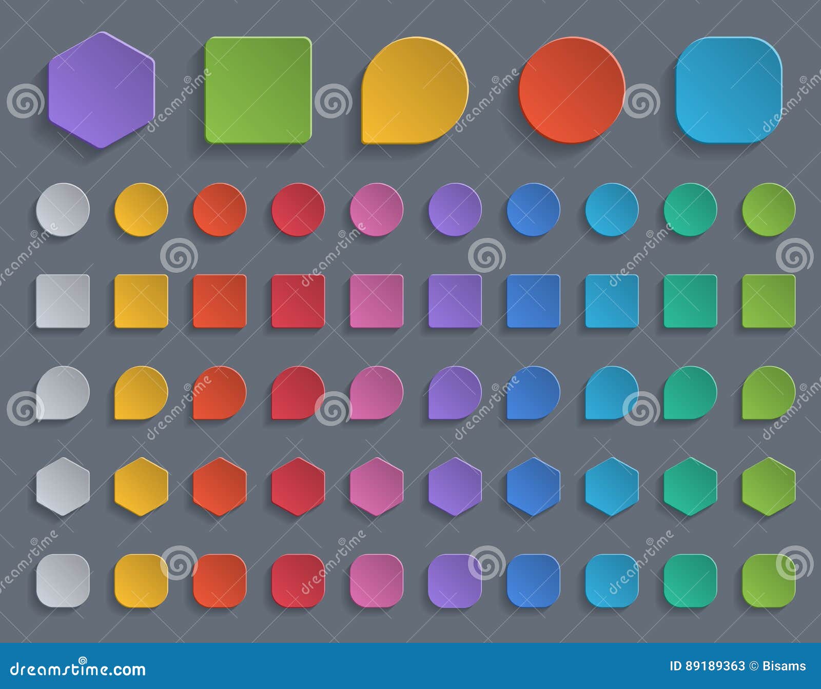 Colorful paper buttons. stock vector. Illustration of rectangle - 89189363