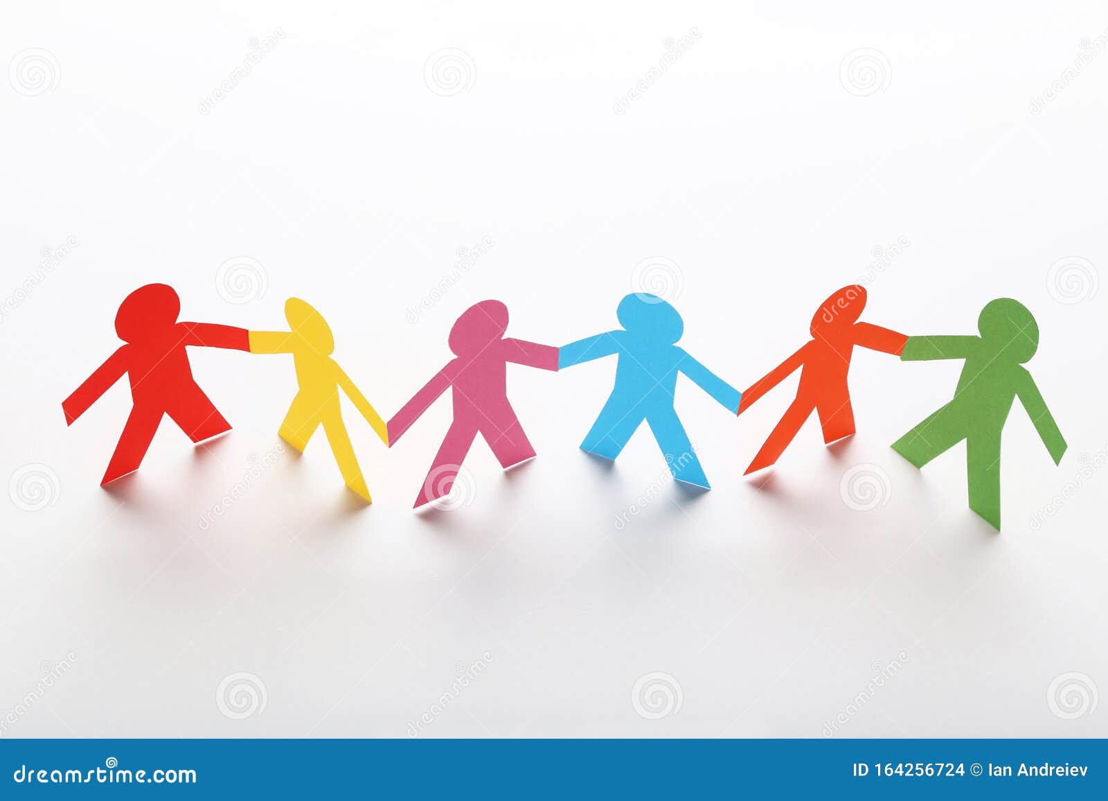 Colorful Paper Chain People Stock Photo - Image of partner, color ...