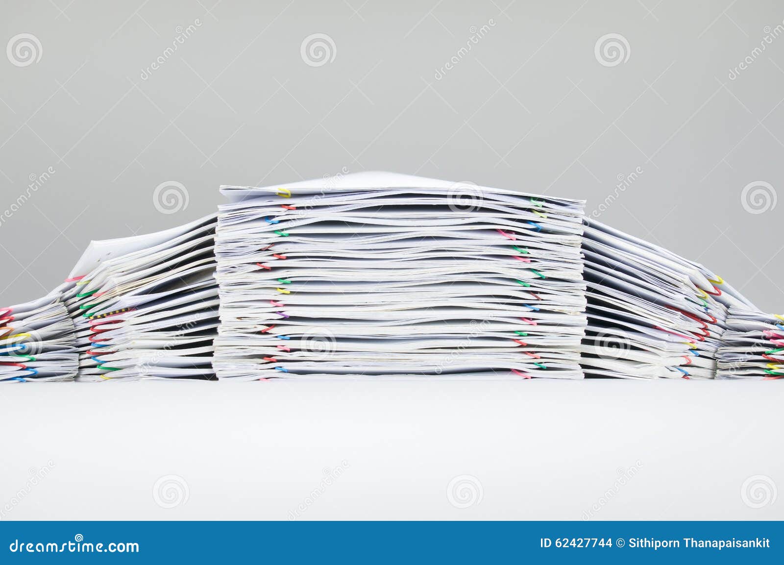 Colorful Paper Clip with Pile of Report Stock Photo - Image of report ...