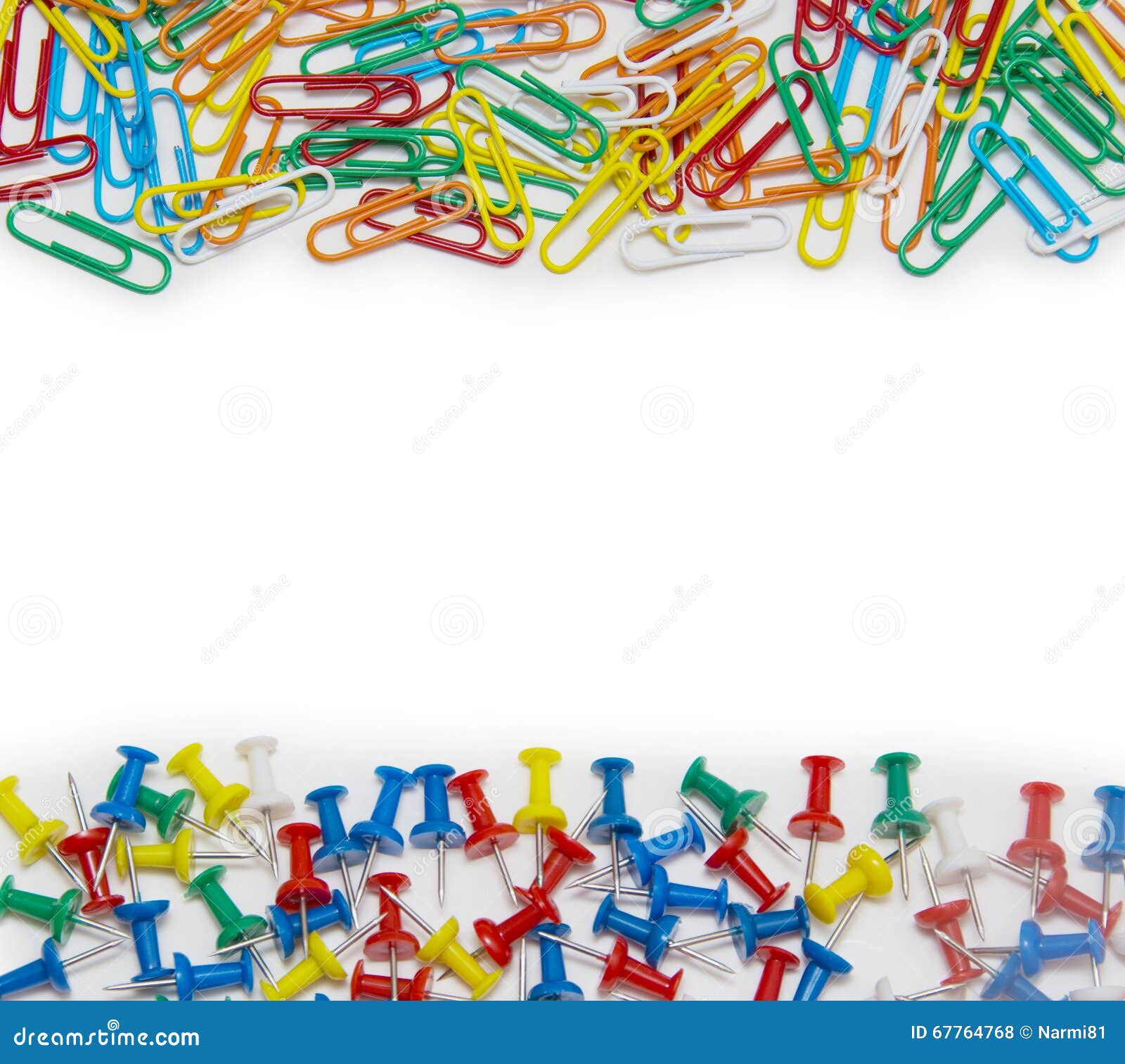 Colorful Paper Clip and Pin on White Background Stock Photo - Image of ...