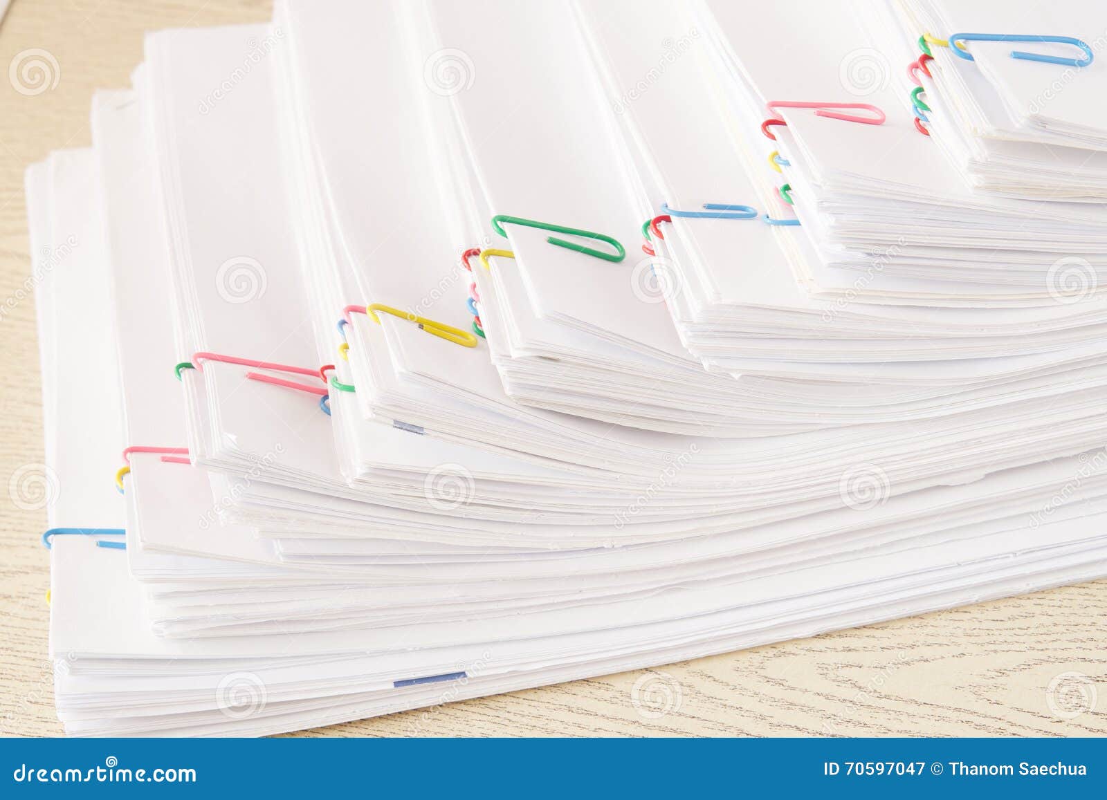 Colorful Paper Clip with Step Stack of Overload Paper Stock Image ...