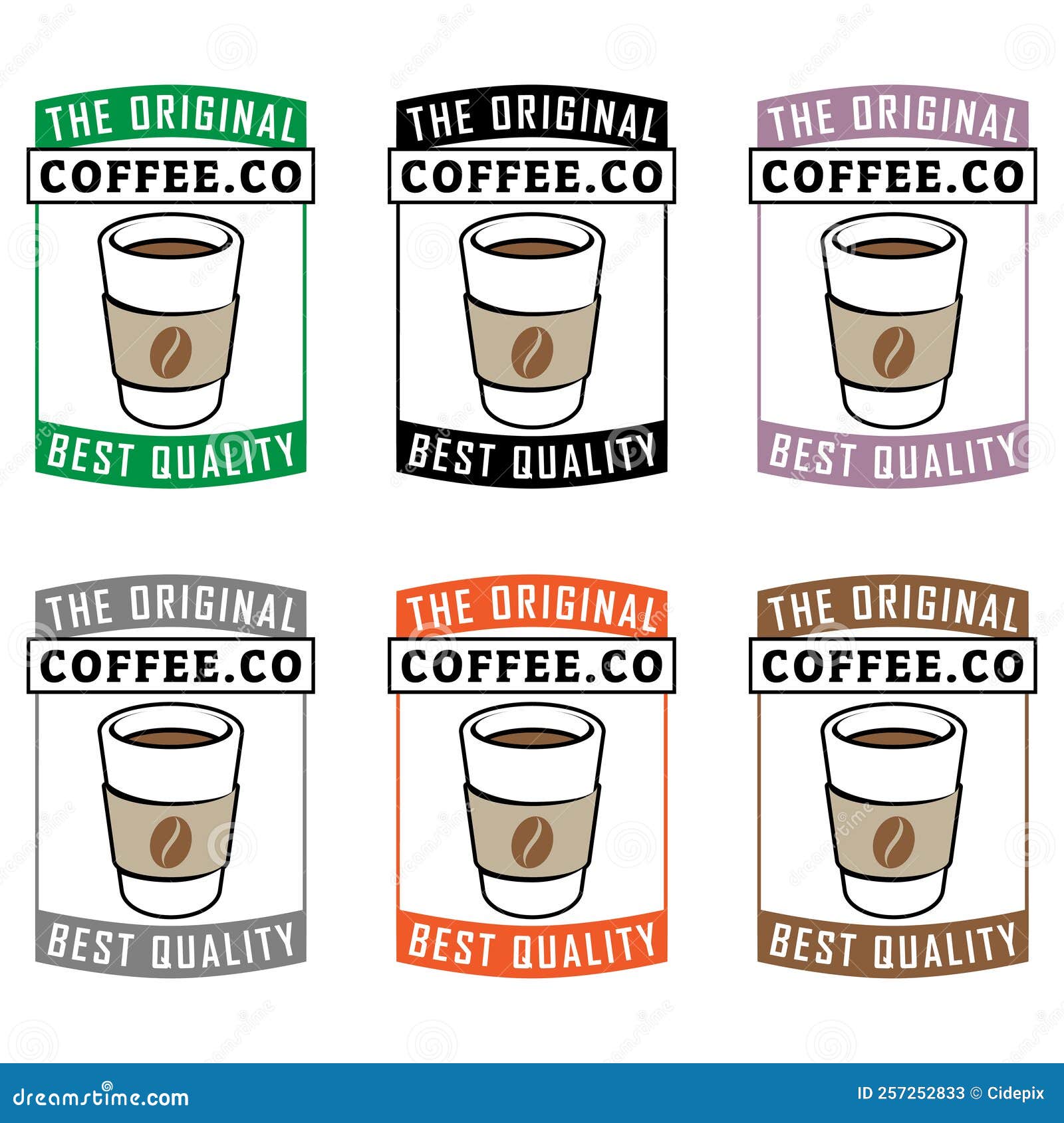 Colorful Paper Coffee Cup Icon with Text - Set 3 Stock Vector ...