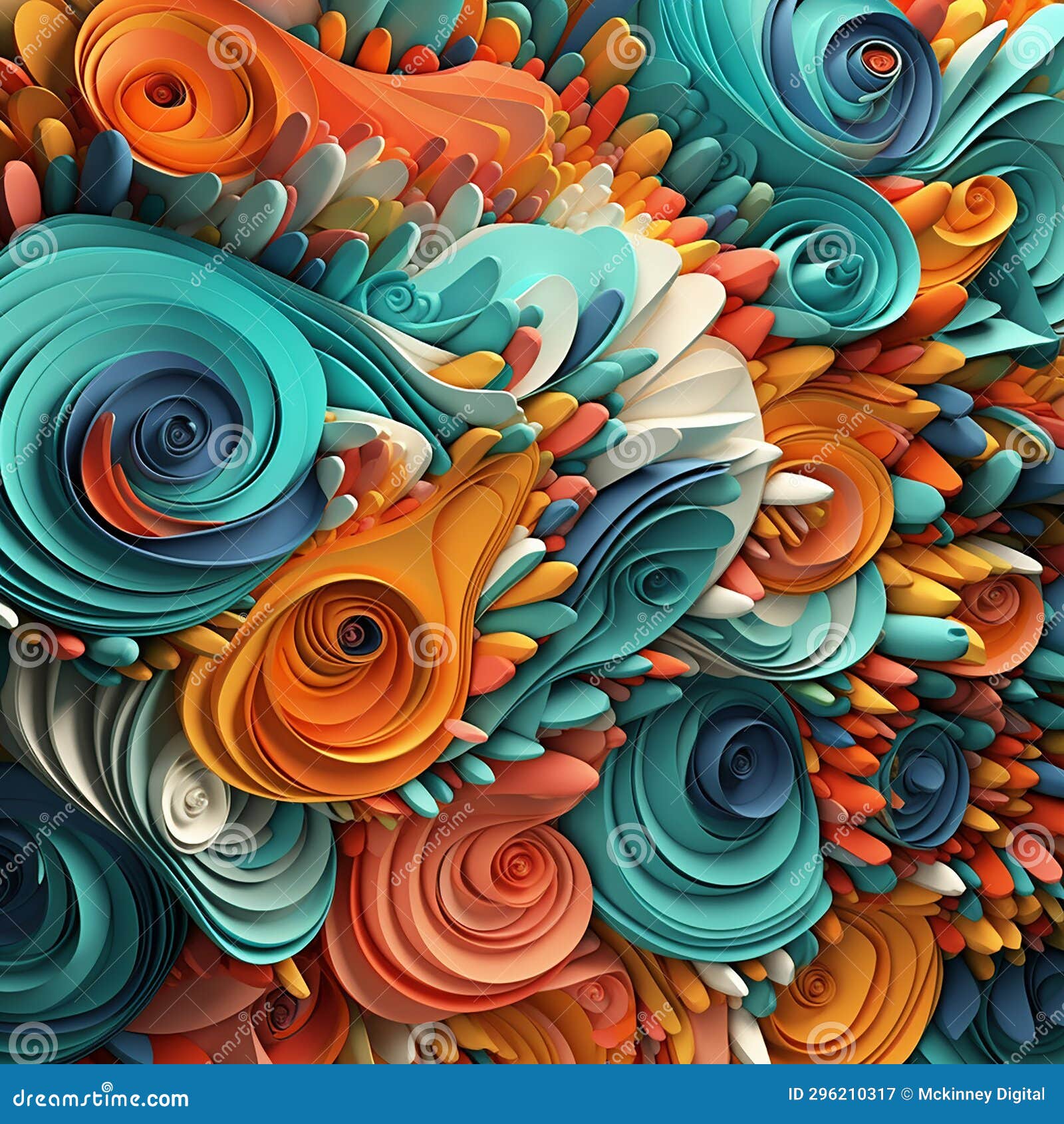Paper Crafted Background with Various Spirals and Swirls in Colorful ...