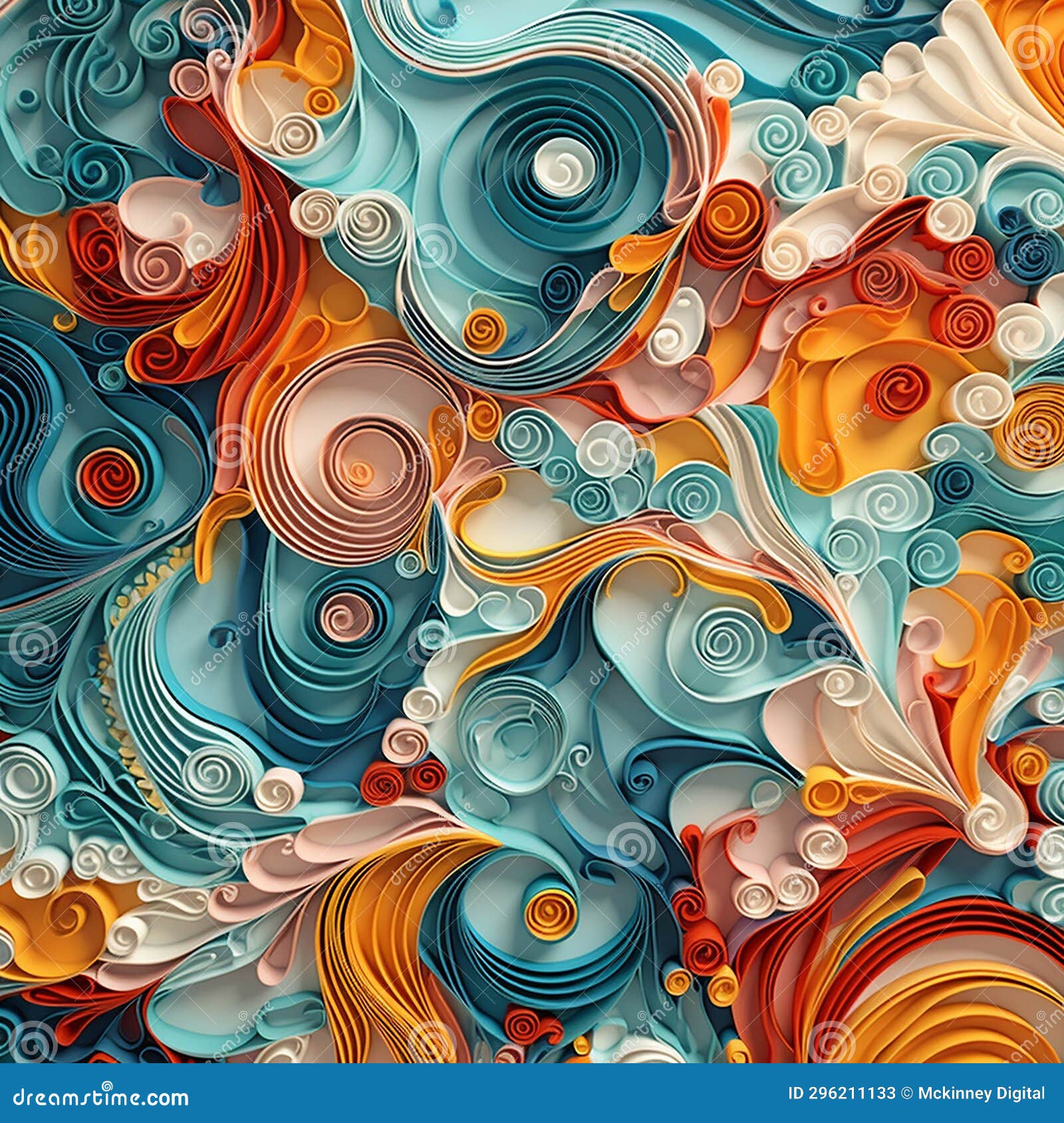 Paper Crafted Background with Various Spirals and Swirls in Colorful ...