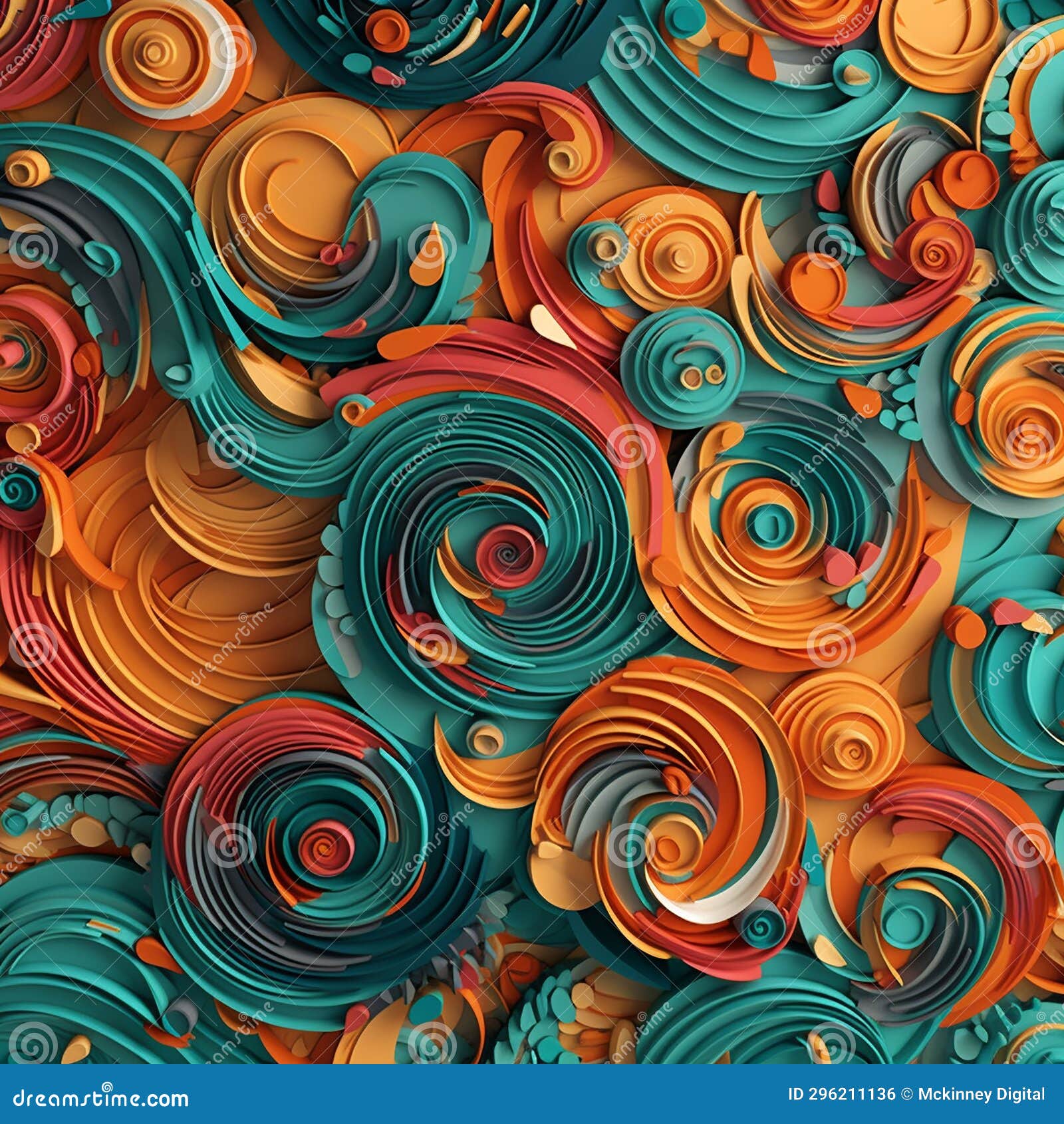 Paper Crafted Background with Various Spirals and Swirls in Colorful ...