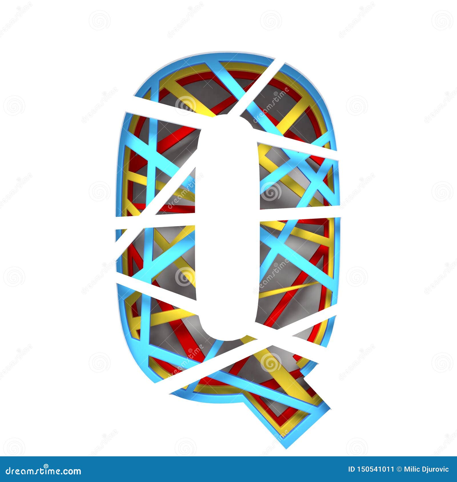 Colorful Paper Cut Out Font Letter Q 3d Stock Illustration
