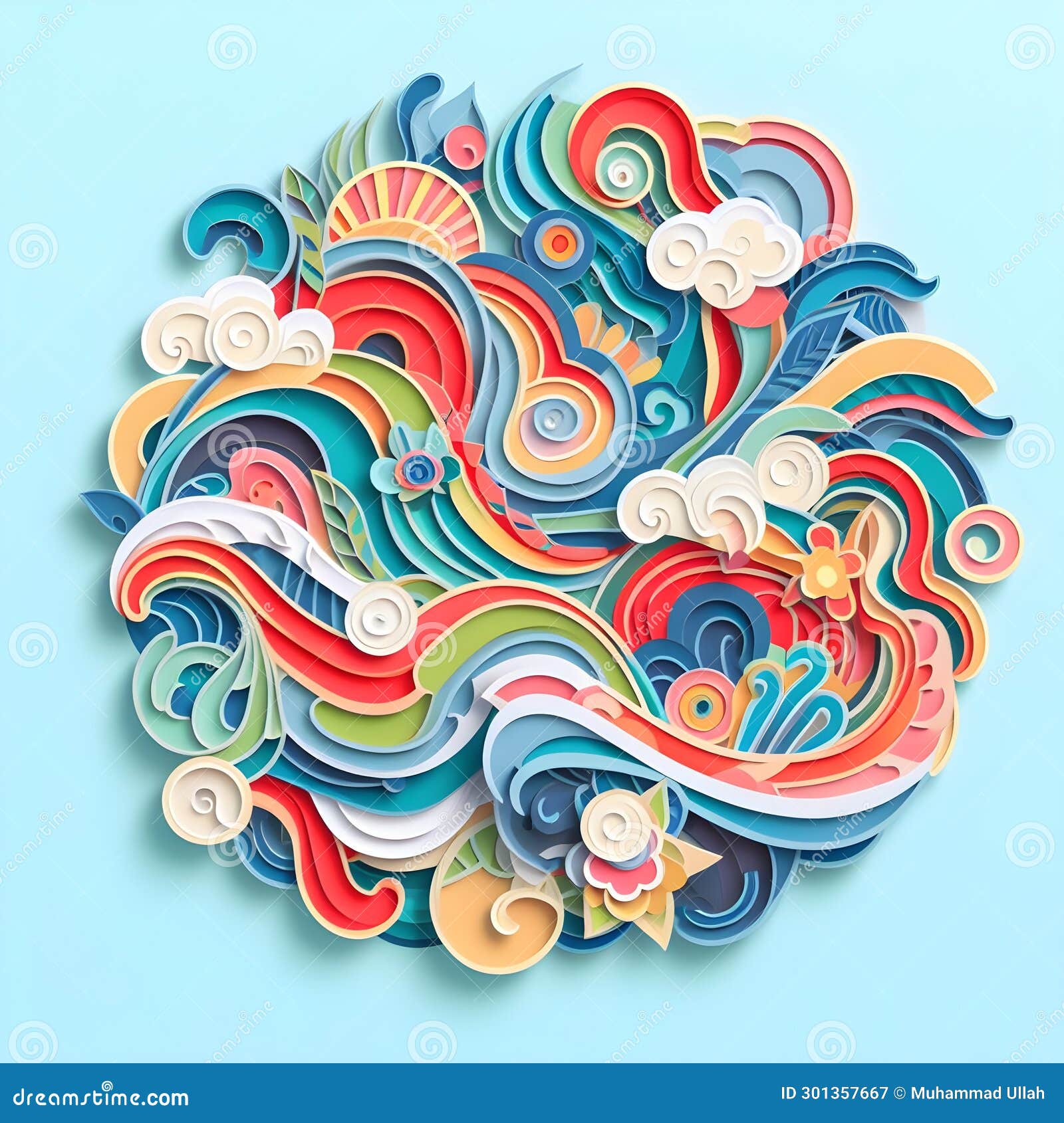 A Colorful Paper Cutout Design with the Word in the Middle Stock ...