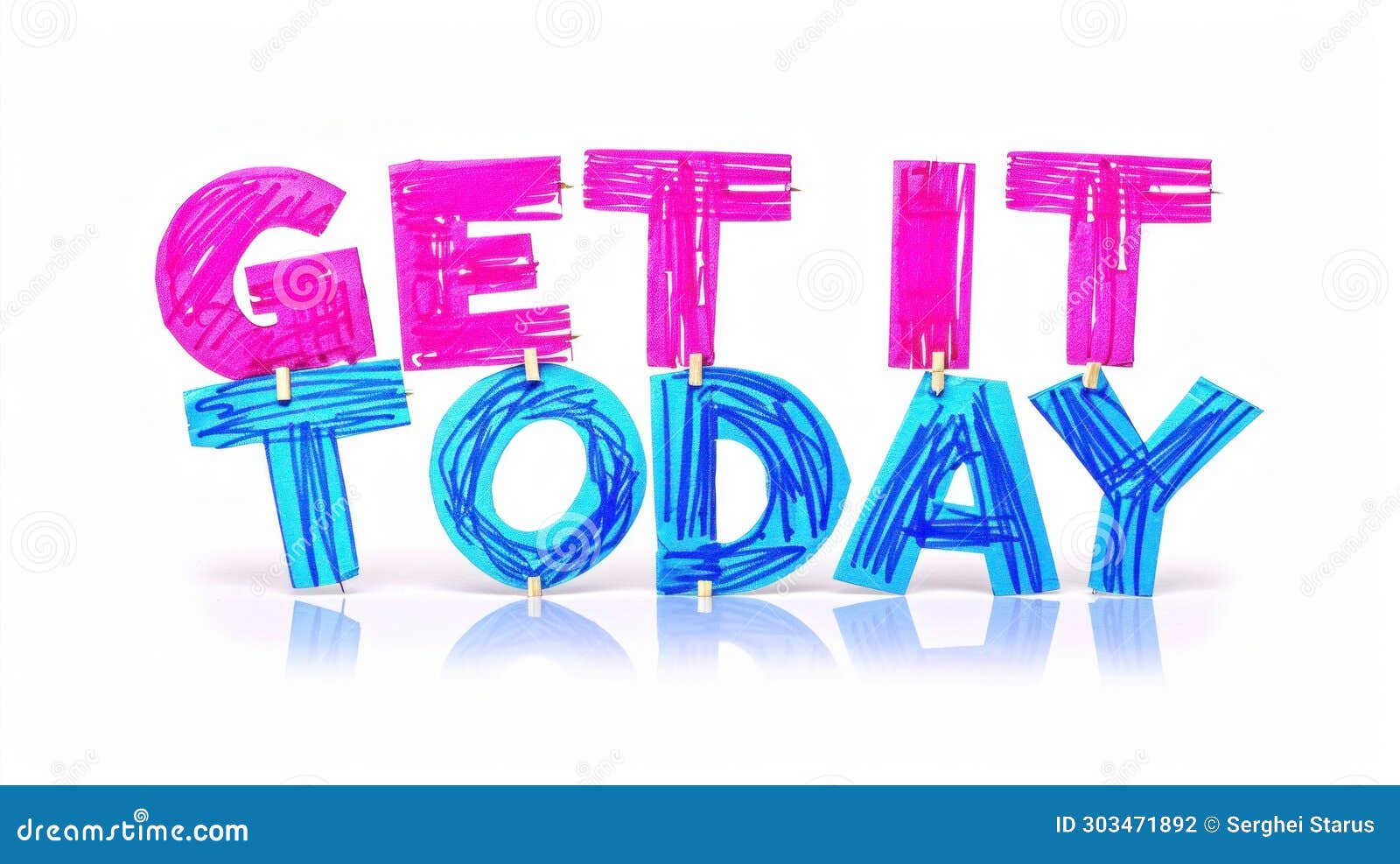 A Colorful Paper Cutouts Spelling Get it Today, AI Stock Illustration ...