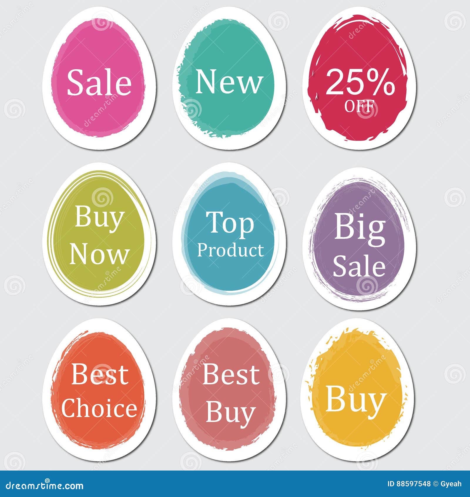 Colorful Paper Easter Egg, Sticker, Label, Banner with Brush Strokes ...