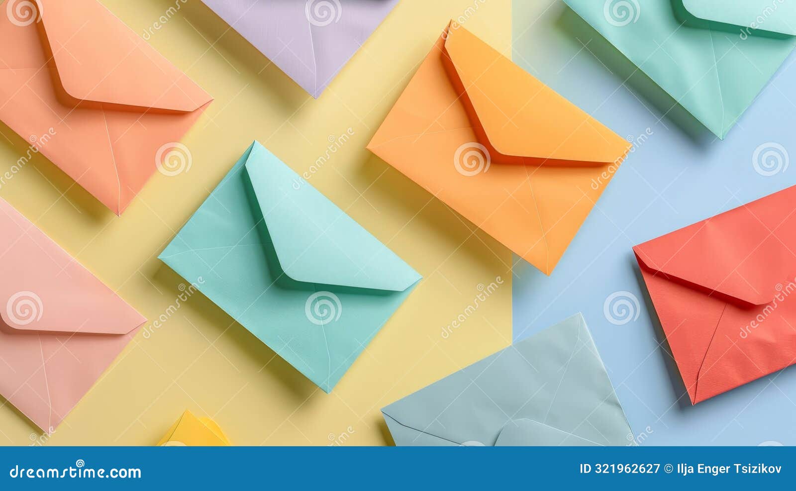 Colorful Paper Envelopes Floating on Gradient Background with Diverse ...