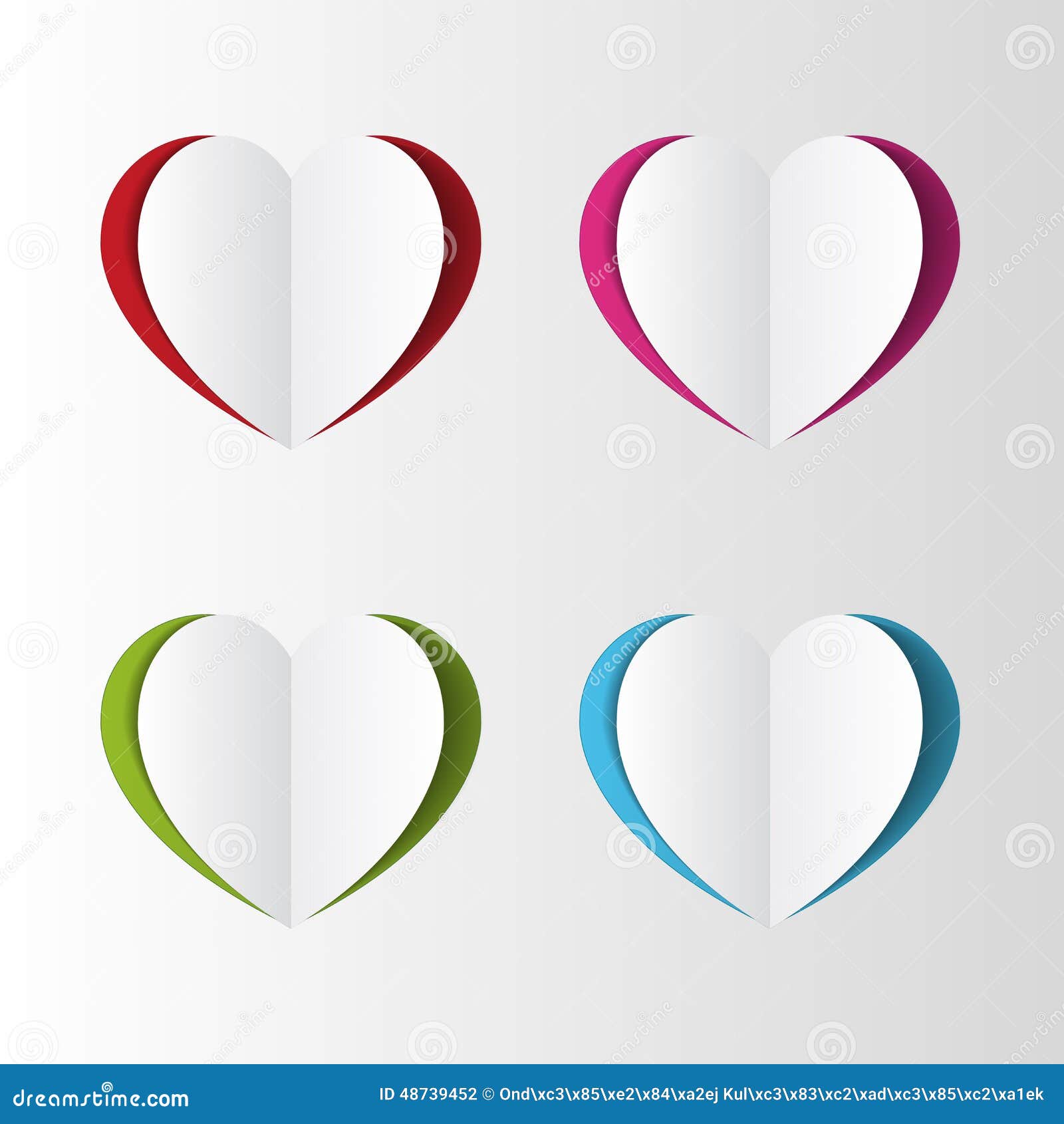 Colorful Paper Heart Set. Vector Stock Vector - Illustration of ...