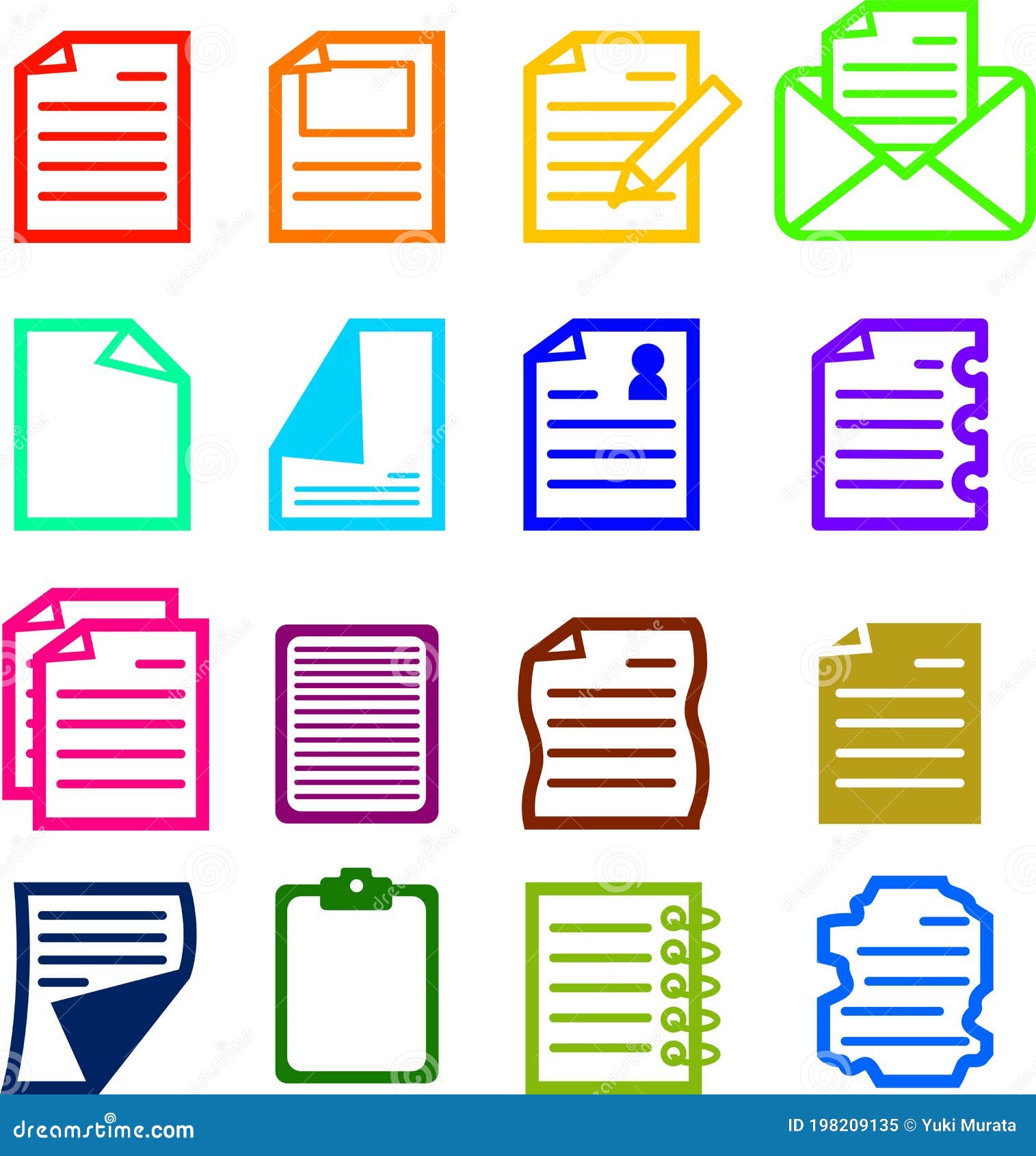 Colorful Paper icon set stock vector. Illustration of message - 198209135
