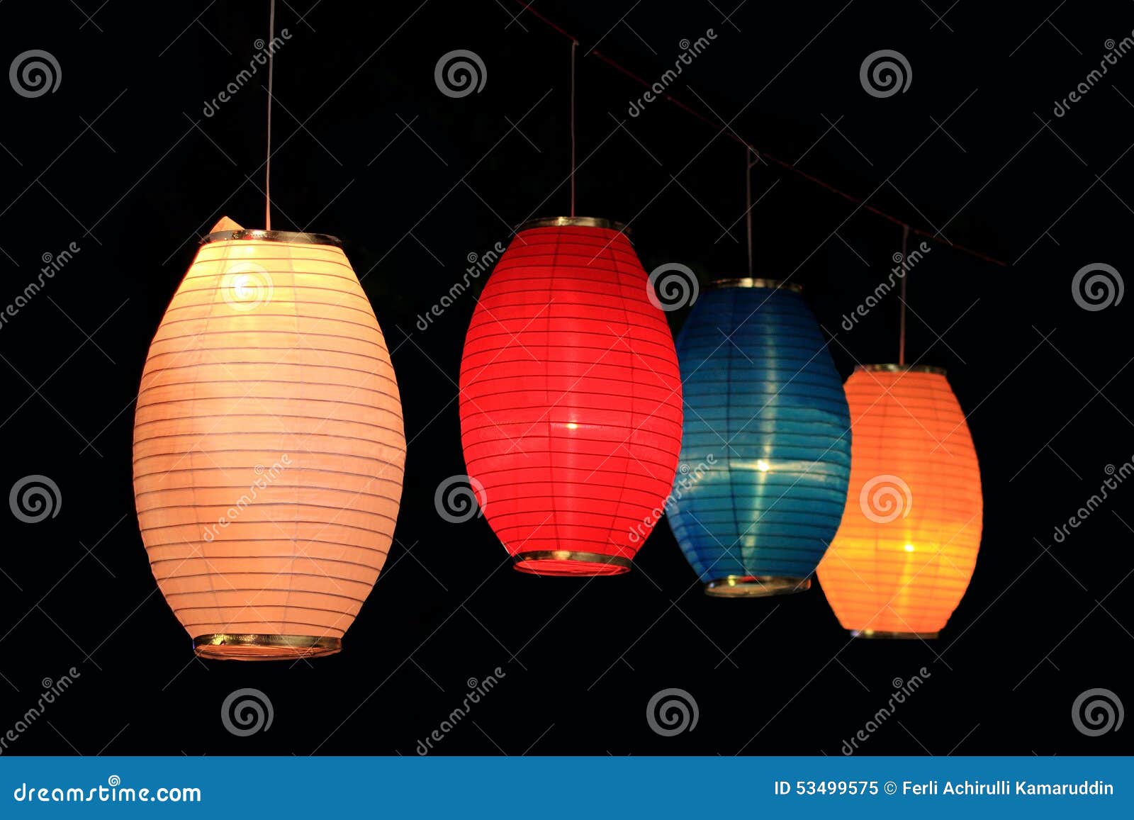 Colorful paper lanterns stock image. Image of culture - 53499575