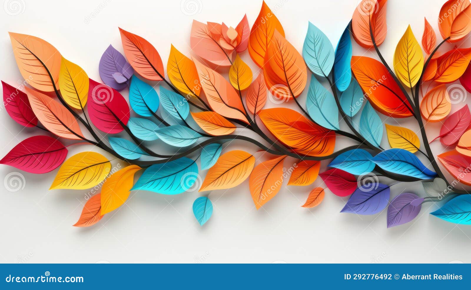 Colorful Paper Leaves on a White Background Stock Illustration ...