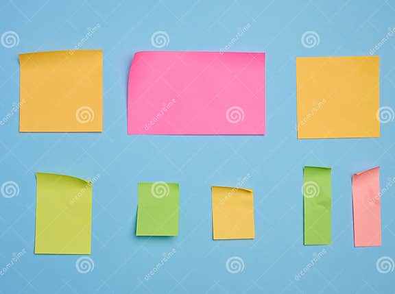 Colorful Paper Memo Holders on Blue Background, Space for Writing Data ...