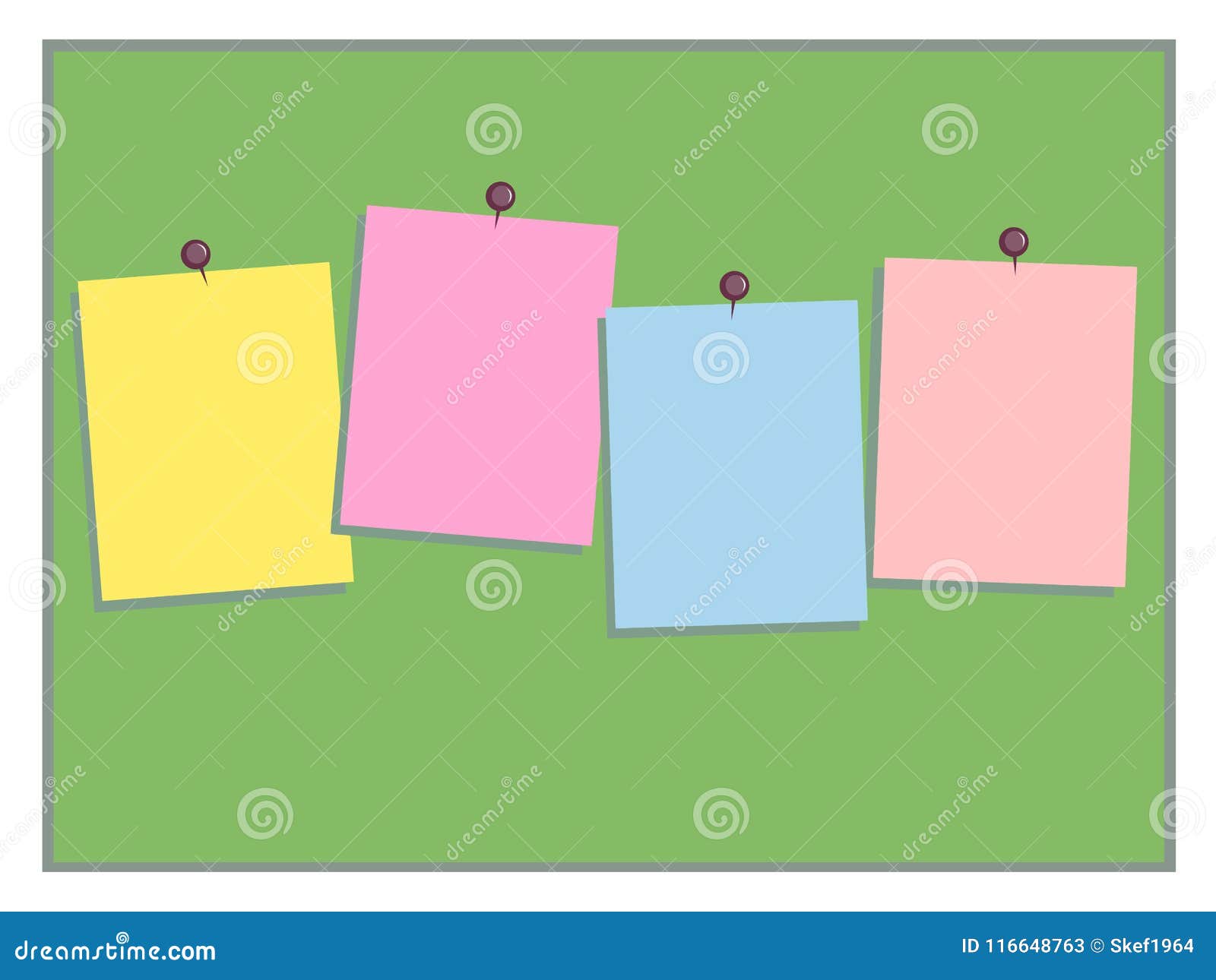 Multicolored Paper Notes for Text on Green Board Wall. Stock Vector ...