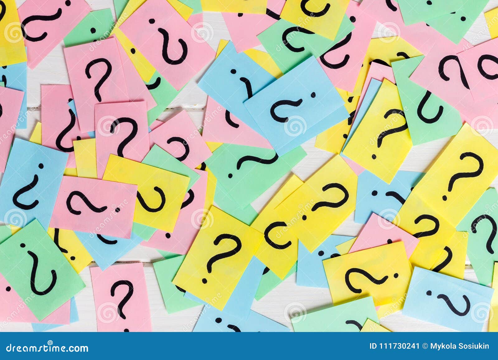 Colorful Paper Notes with Question Marks. Closeup Stock Image - Image ...