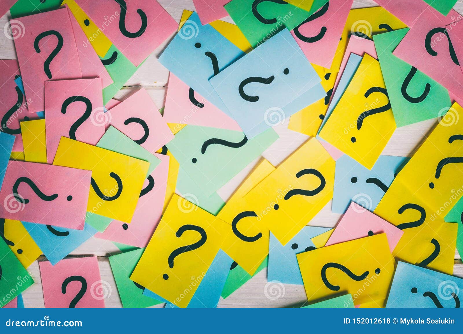 Colorful Paper Notes with Question Marks. Closeup Stock Photo - Image ...