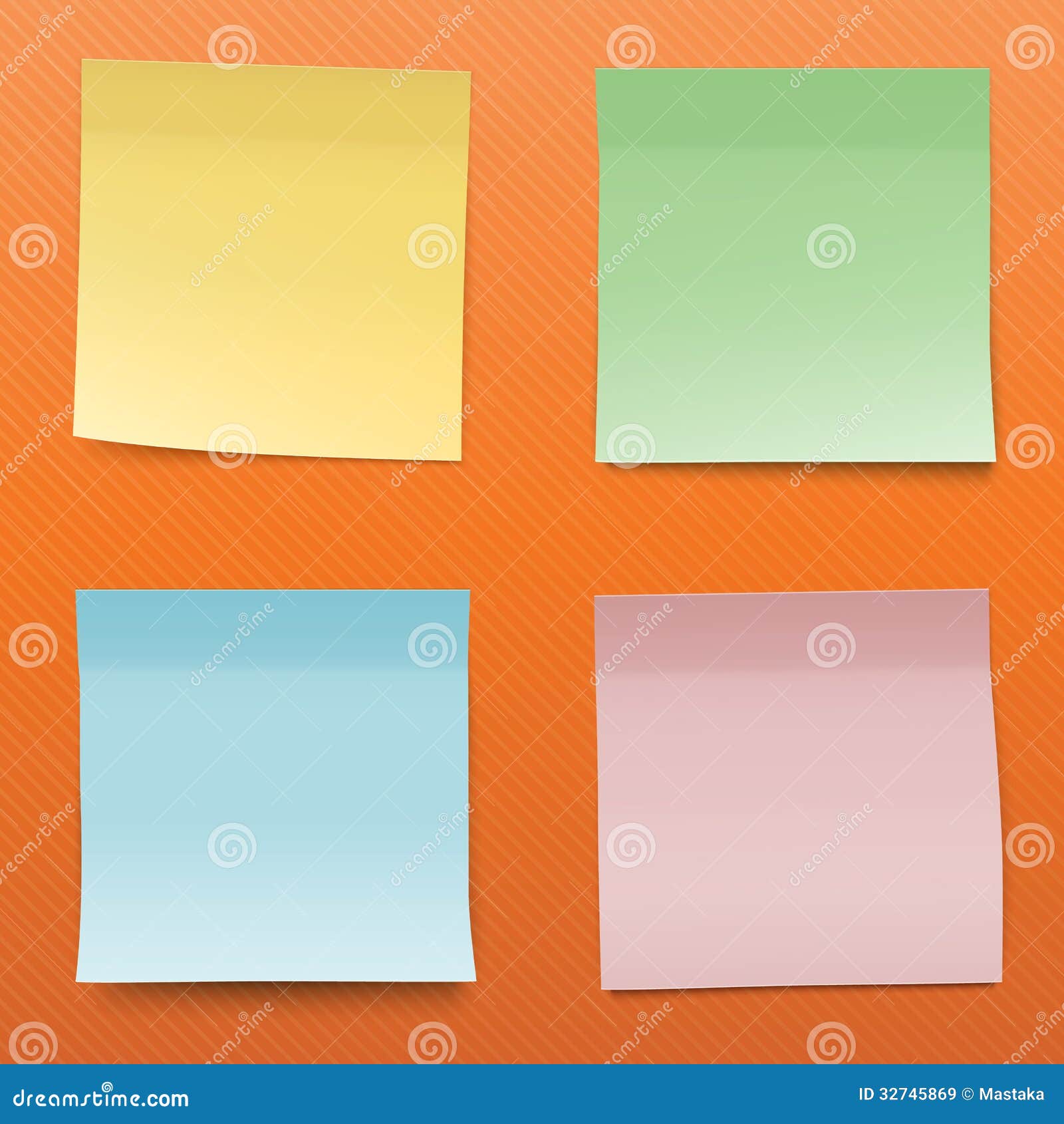 Colorful Paper Notes on Striped Orange Background. Stock Vector ...
