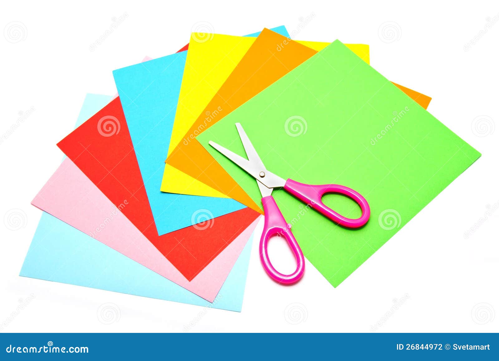 Colorful Paper with Scissors for Children Isolated Stock Photo - Image ...