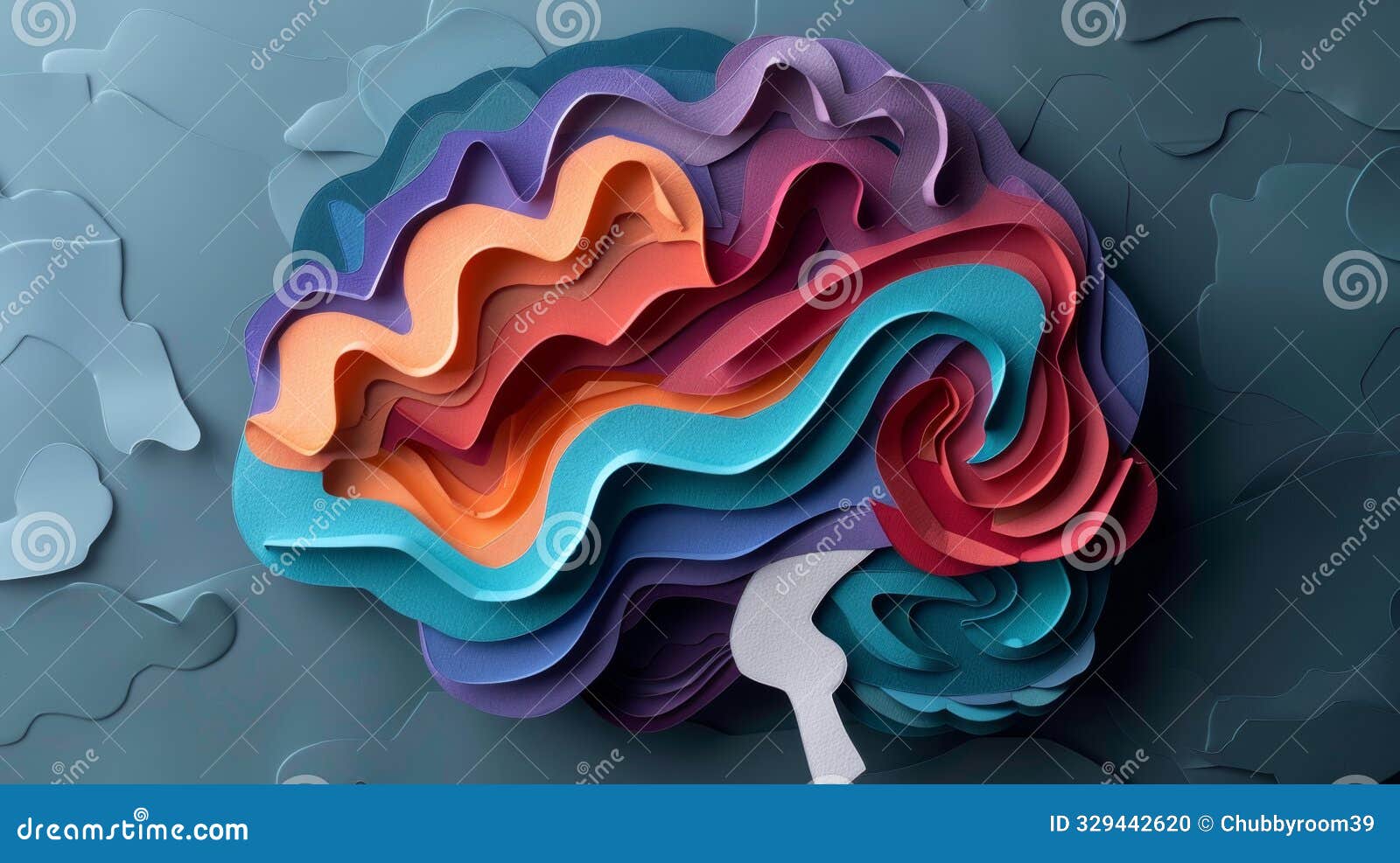 Colorful Paper Sculpture of a Brain with Multiple Layers Depicting ...