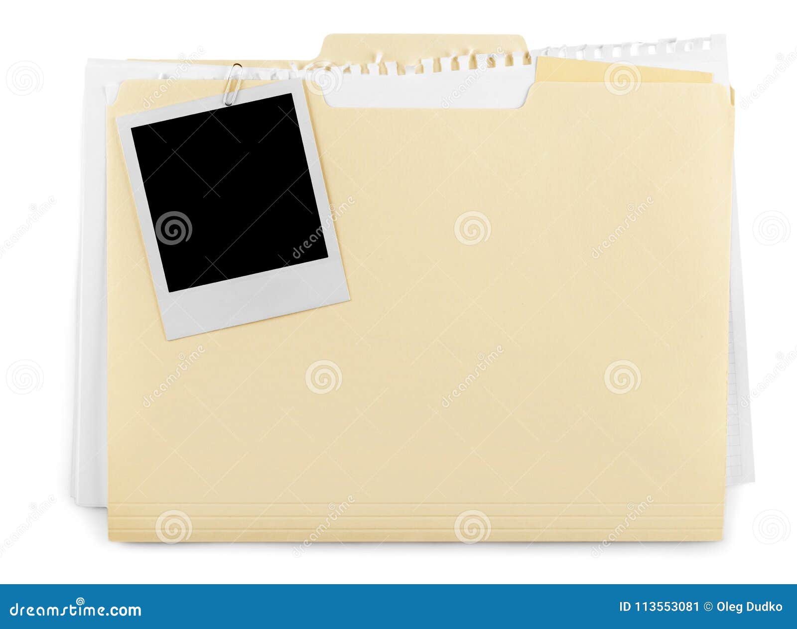 File Folder with Documents and Blank Polaroid Stock Image - Image of ...