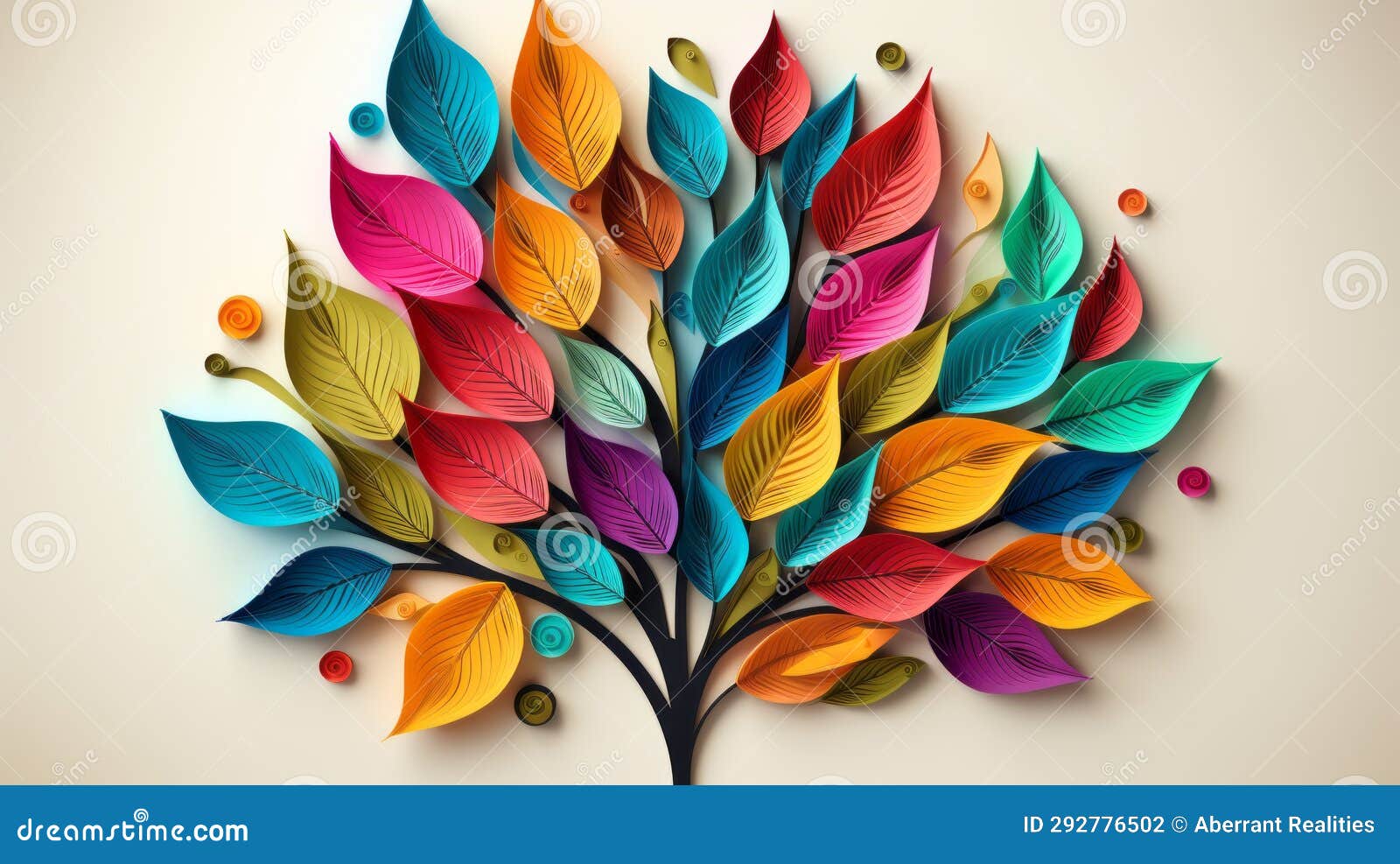 Colorful Paper Tree with Leaves on a Beige Background Stock ...