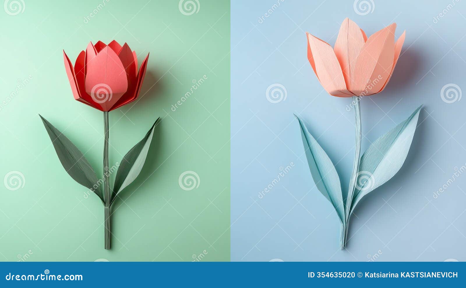 Colorful Paper Tulips on Pastel Backgrounds Stock Photo - Image of ...