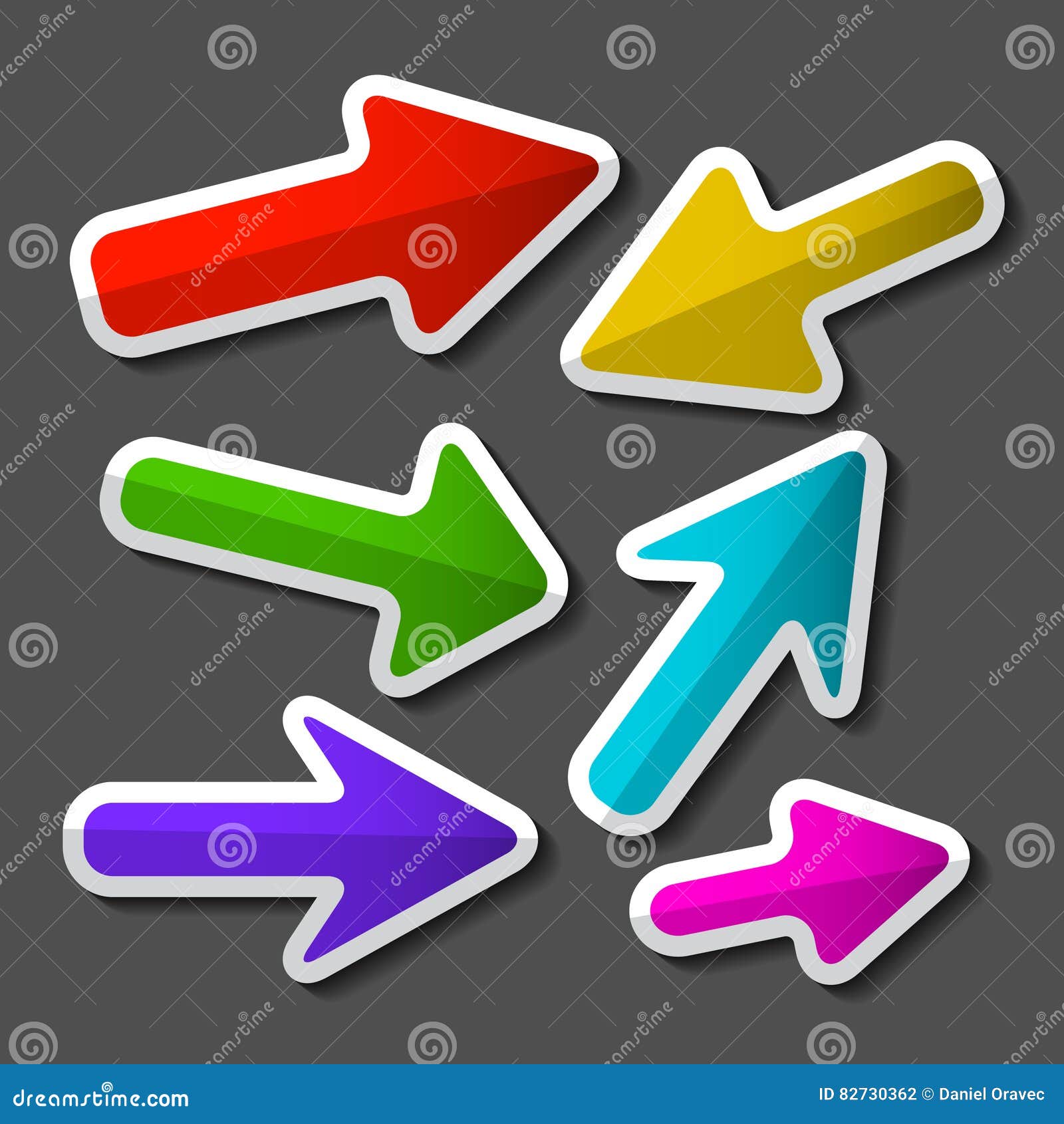 Colorful Paper Vector Arrows Set. Stock Vector - Illustration of orange ...