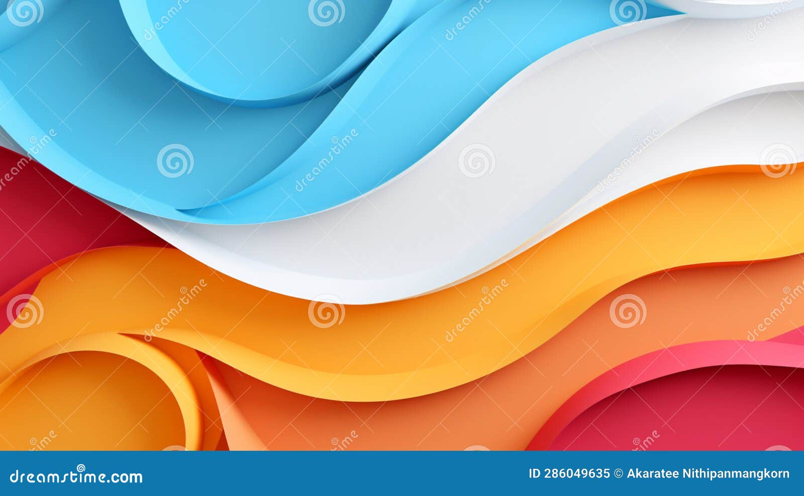 Colorful Paper Waves on White Background, Abstract Papercut Design ...