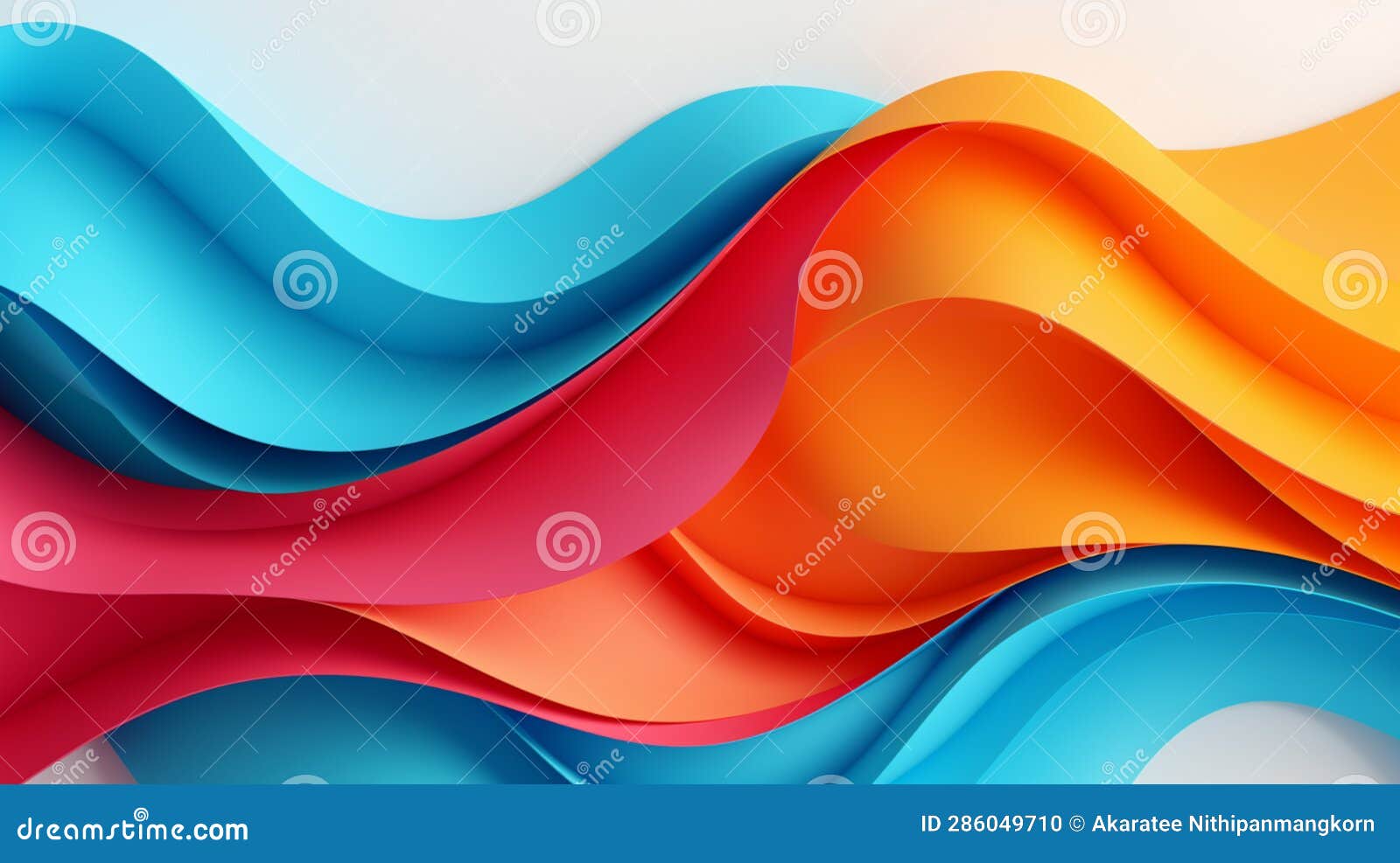 Colorful Paper Waves on White Background, Abstract Papercut Design ...