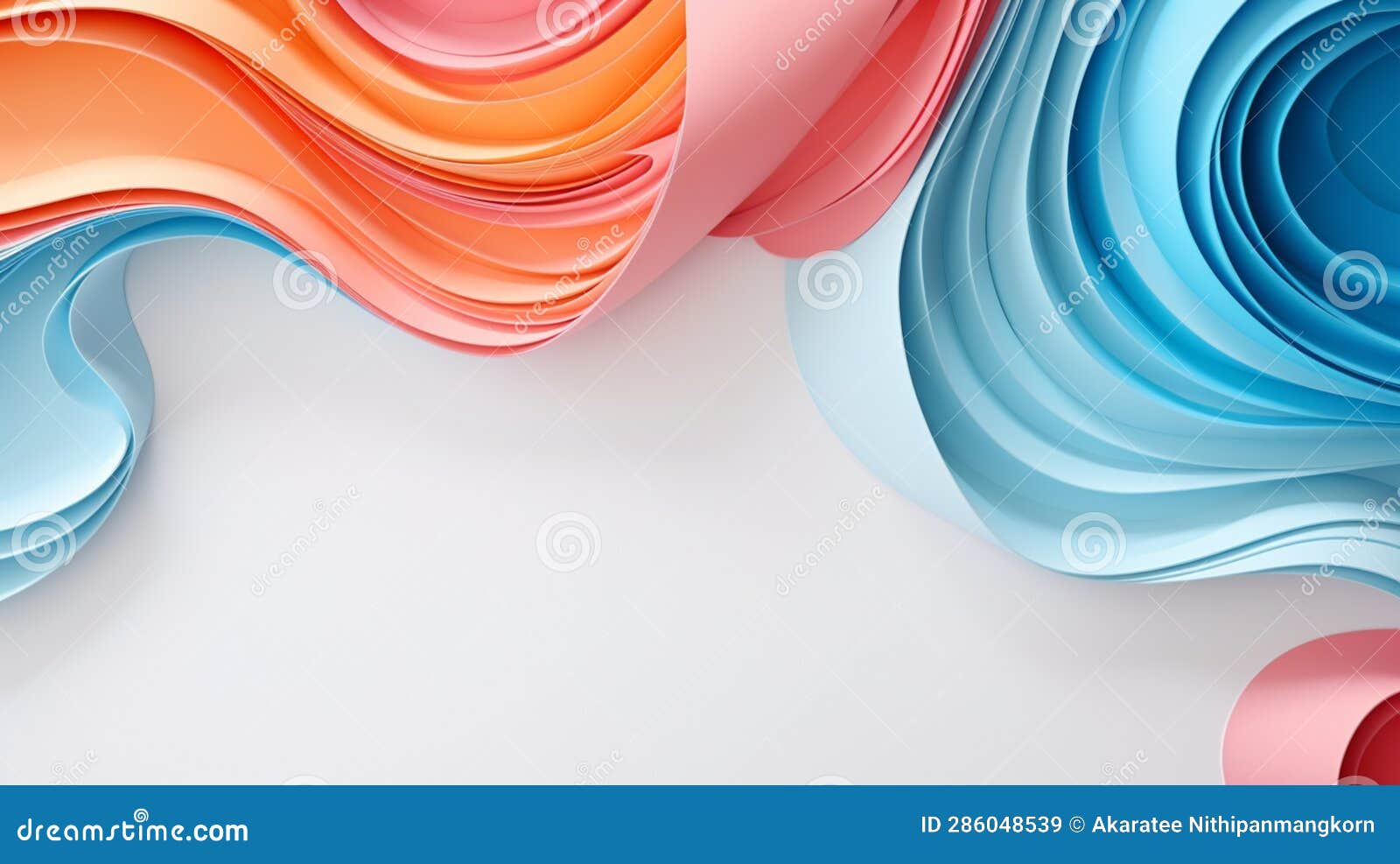 Colorful Paper Waves On White Background Abstract Papercut Design