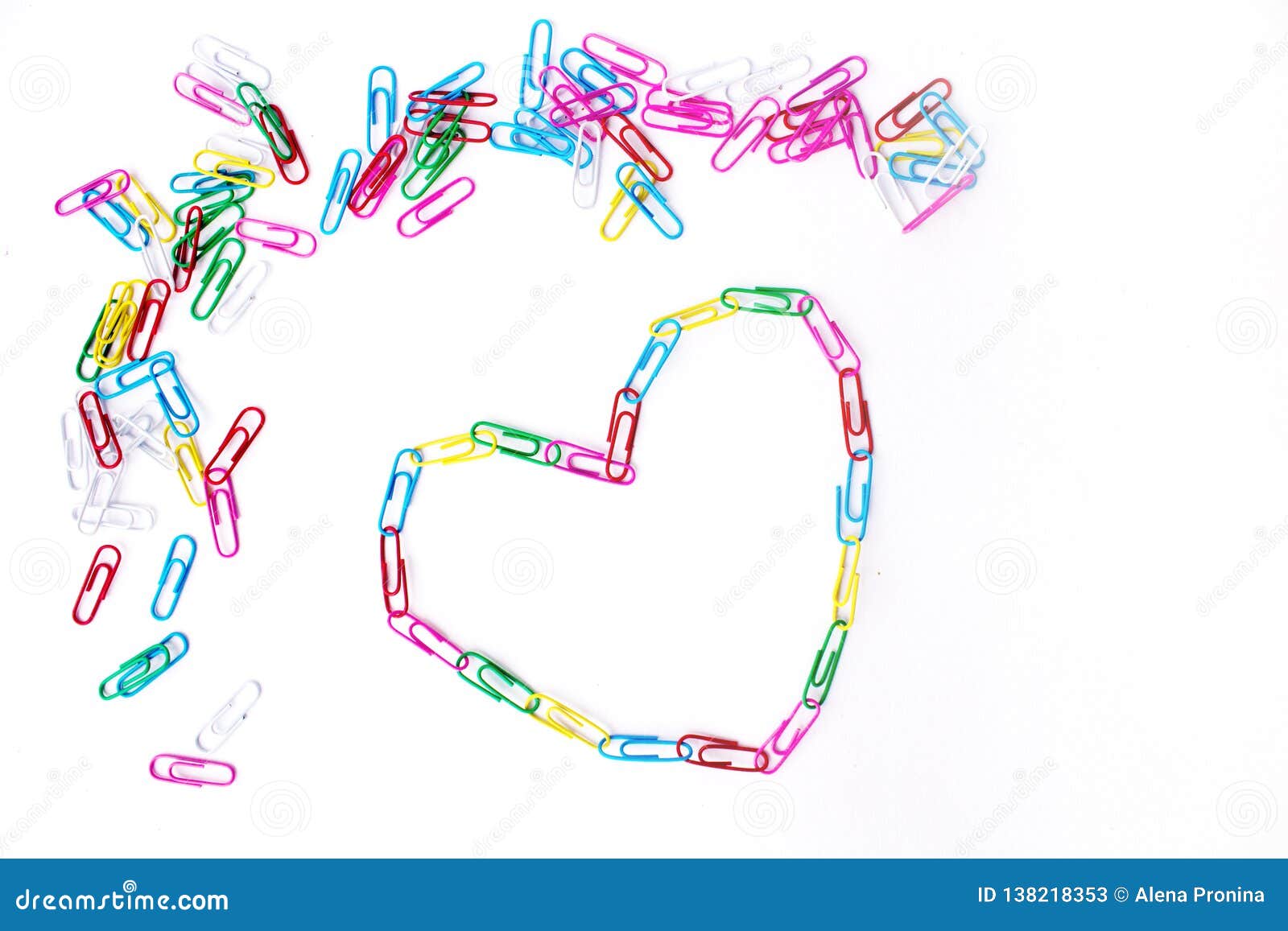 Colorful Paperclips and Heart on the White Stock Image - Image of ...