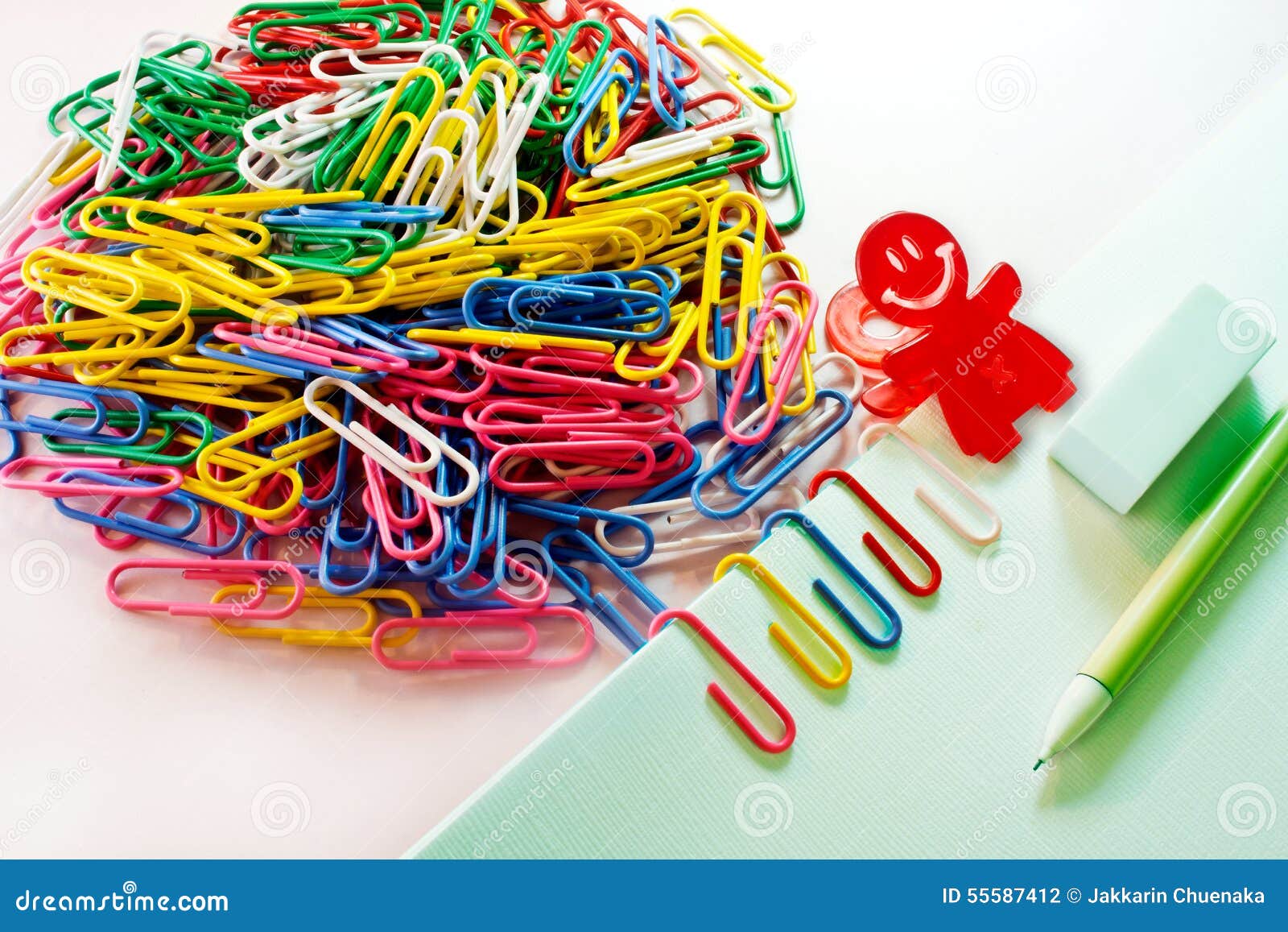Colorful Paperclips on White Background Stock Photo - Image of plastic ...