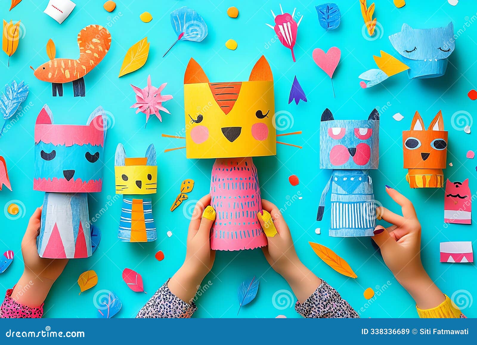 Colorful Papercraft Rabbits On White Background Royalty-Free Stock ...