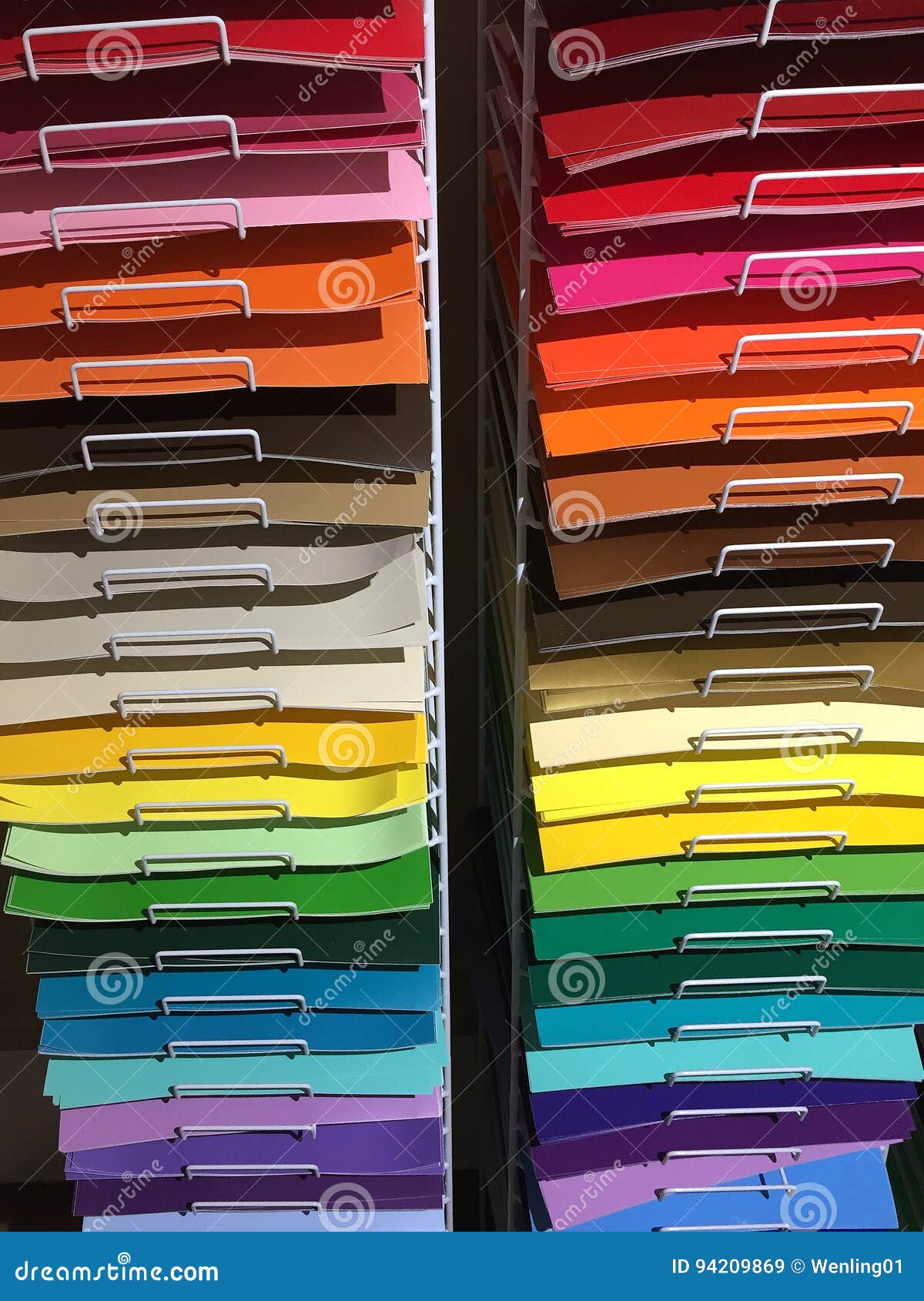 Colorful Papers Pined With Tacks On Brown Cork Board Background Stock ...