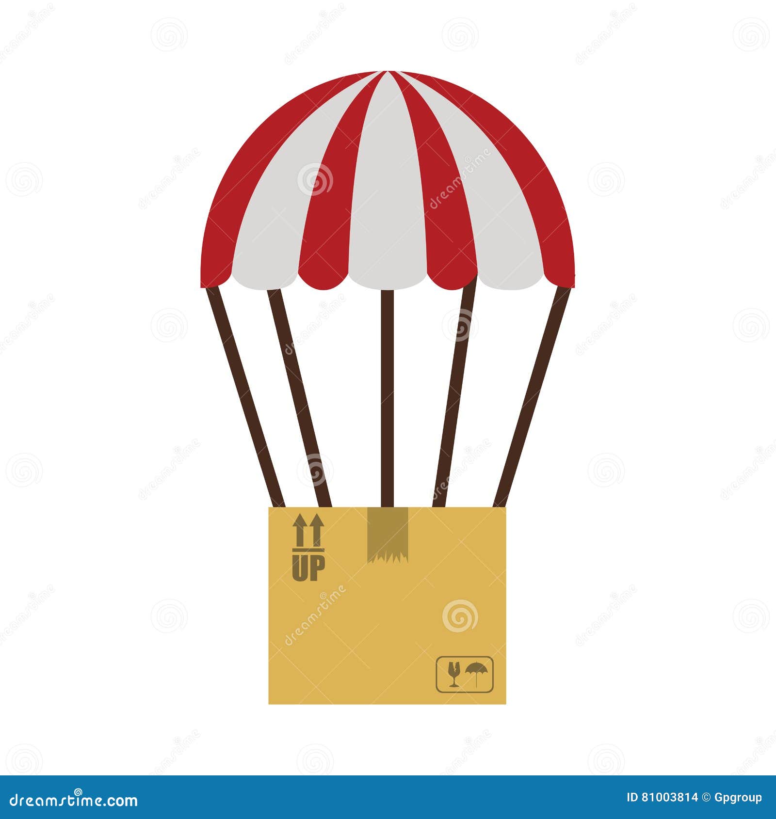 Colorful Parachute with Cardboard Box Stock Vector - Illustration of ...