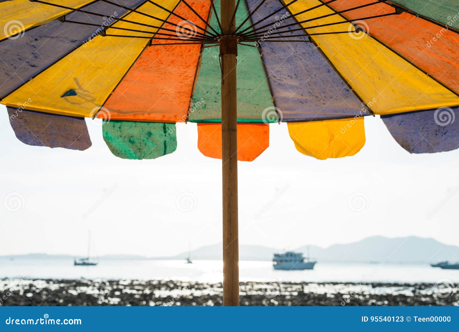 Colorful Parasol on the Beach Stock Image - Image of vacation, sunny ...