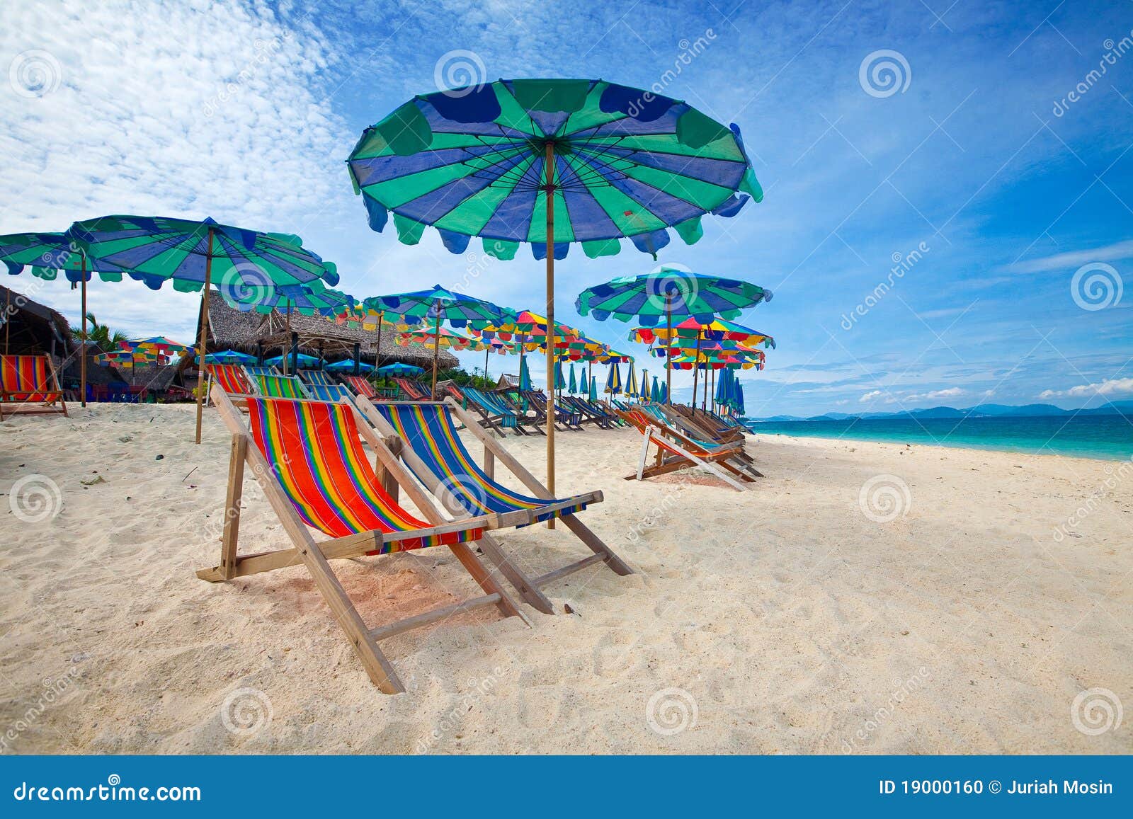 Colorful Parasols on a Tropical Island Stock Photo - Image of humid ...