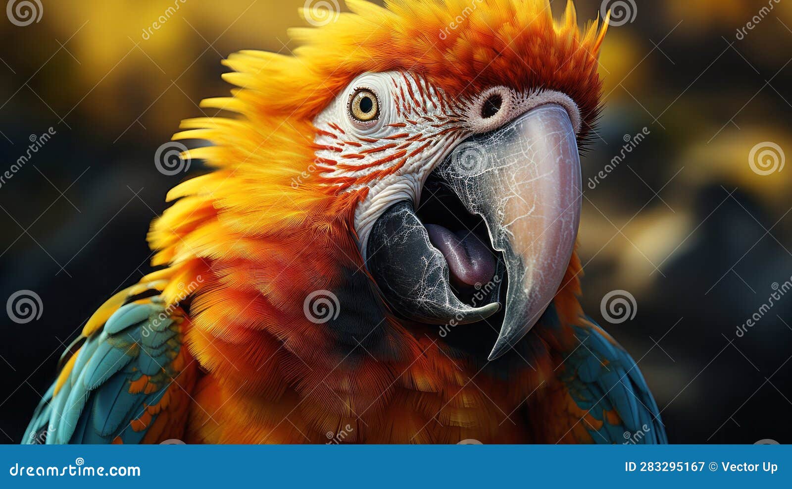 Colorful Parrot with Beak Open Close-up. Generative AI. Stock ...