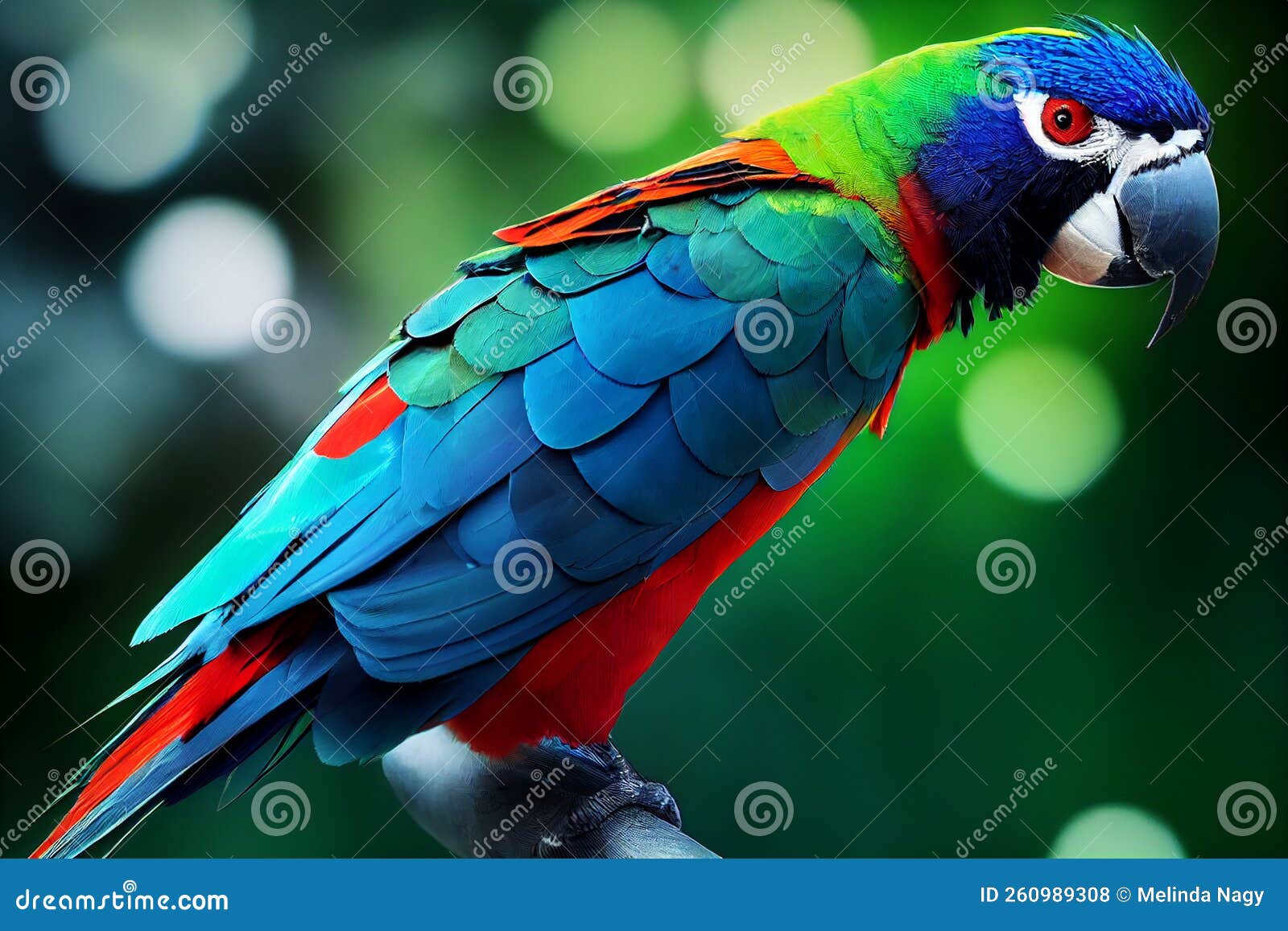 Colorful Parrot Bird Sitting on Branch Stock Photo - Image of blue ...