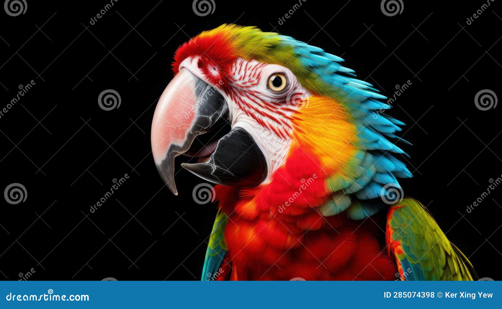 A Colorful Parrot with a Black Background Stock Illustration ...