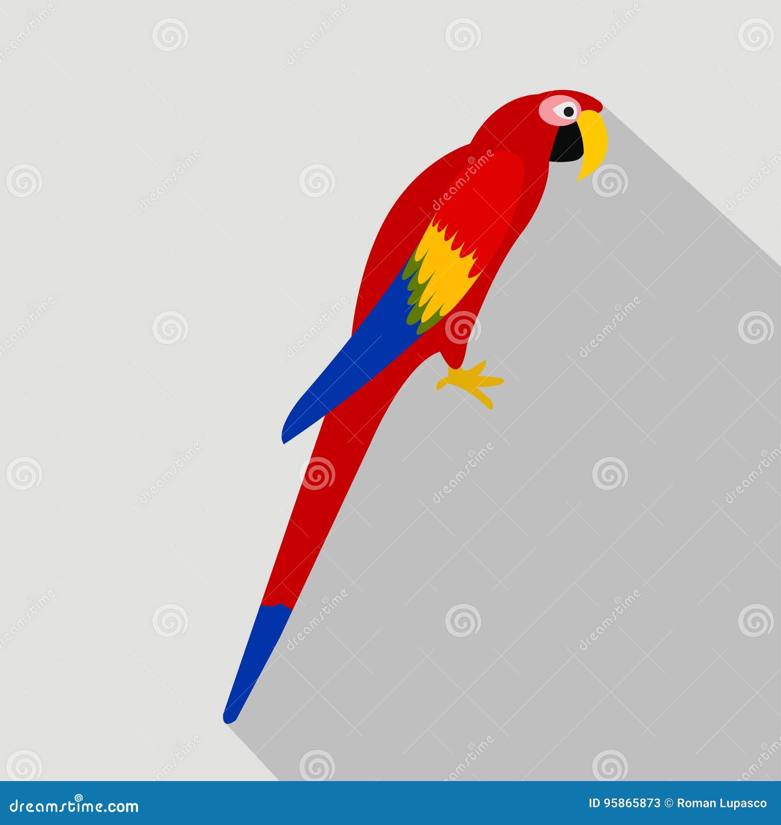 Colorful Parrot Cartoon Flat Icon. Brazil. Vector Illustration Stock ...