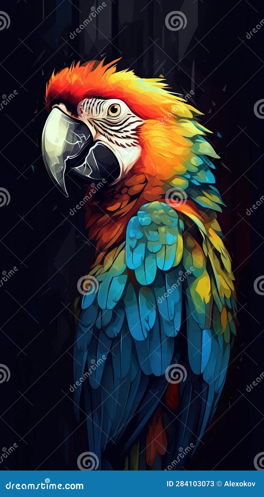 Colorful Parrot Collage on Dark Background. Generative AI Stock ...