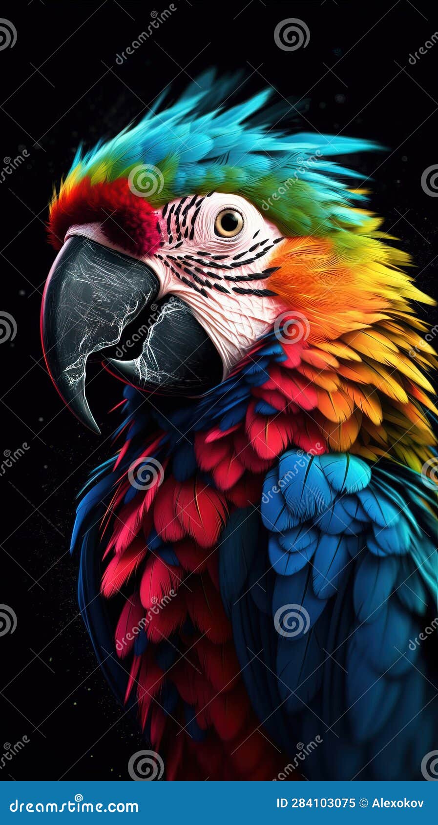 Colorful Parrot Collage on Dark Background. Generative AI Stock ...
